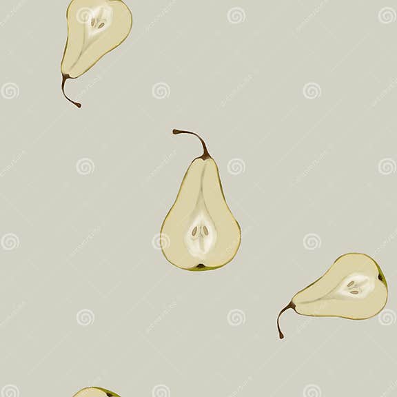 Seamless Pattern of Halves of a Pear. Digital Pattern for Textiles ...