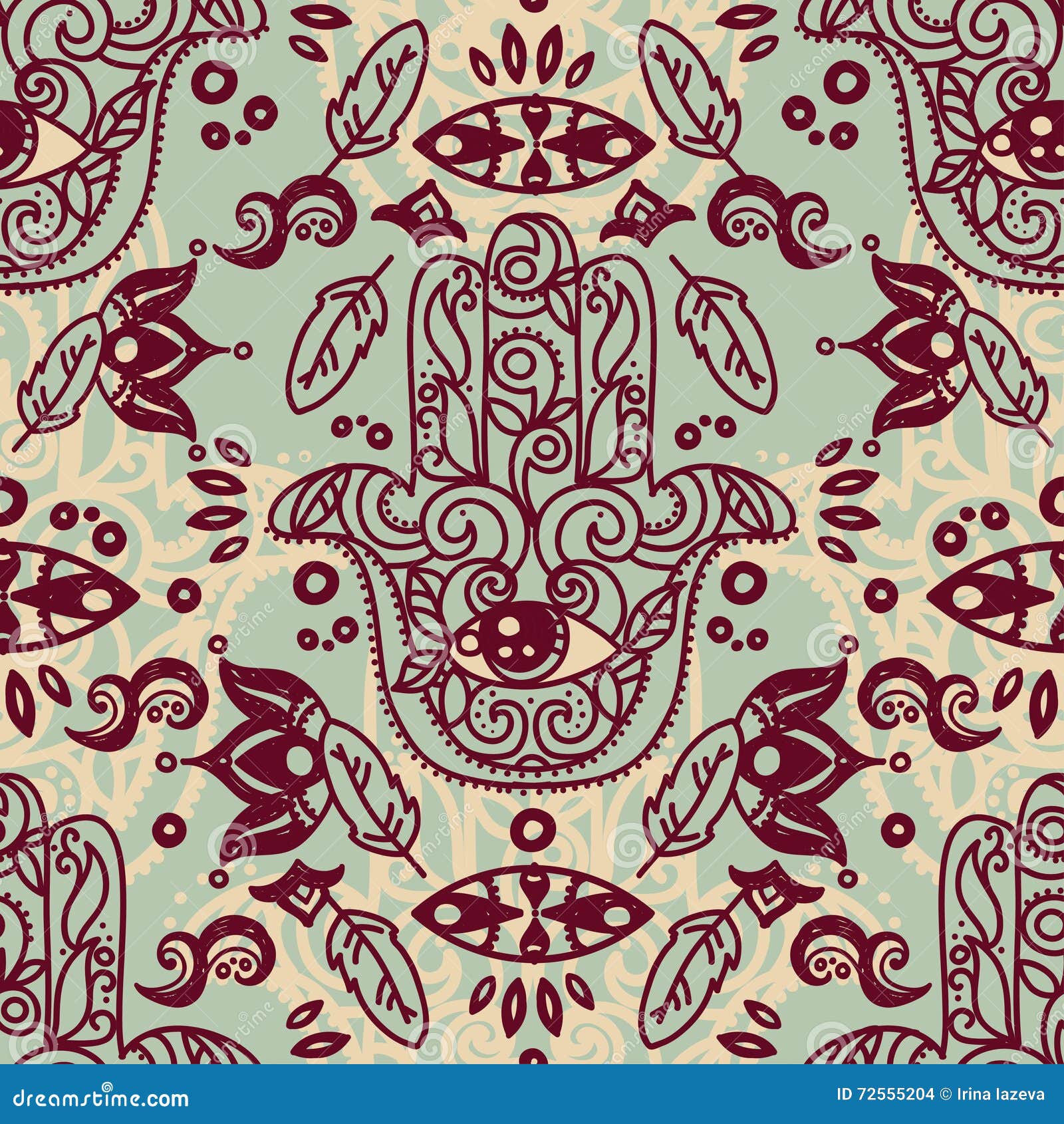 Seamless Pattern with Hamsa Symbols Stock Vector - Illustration of ...