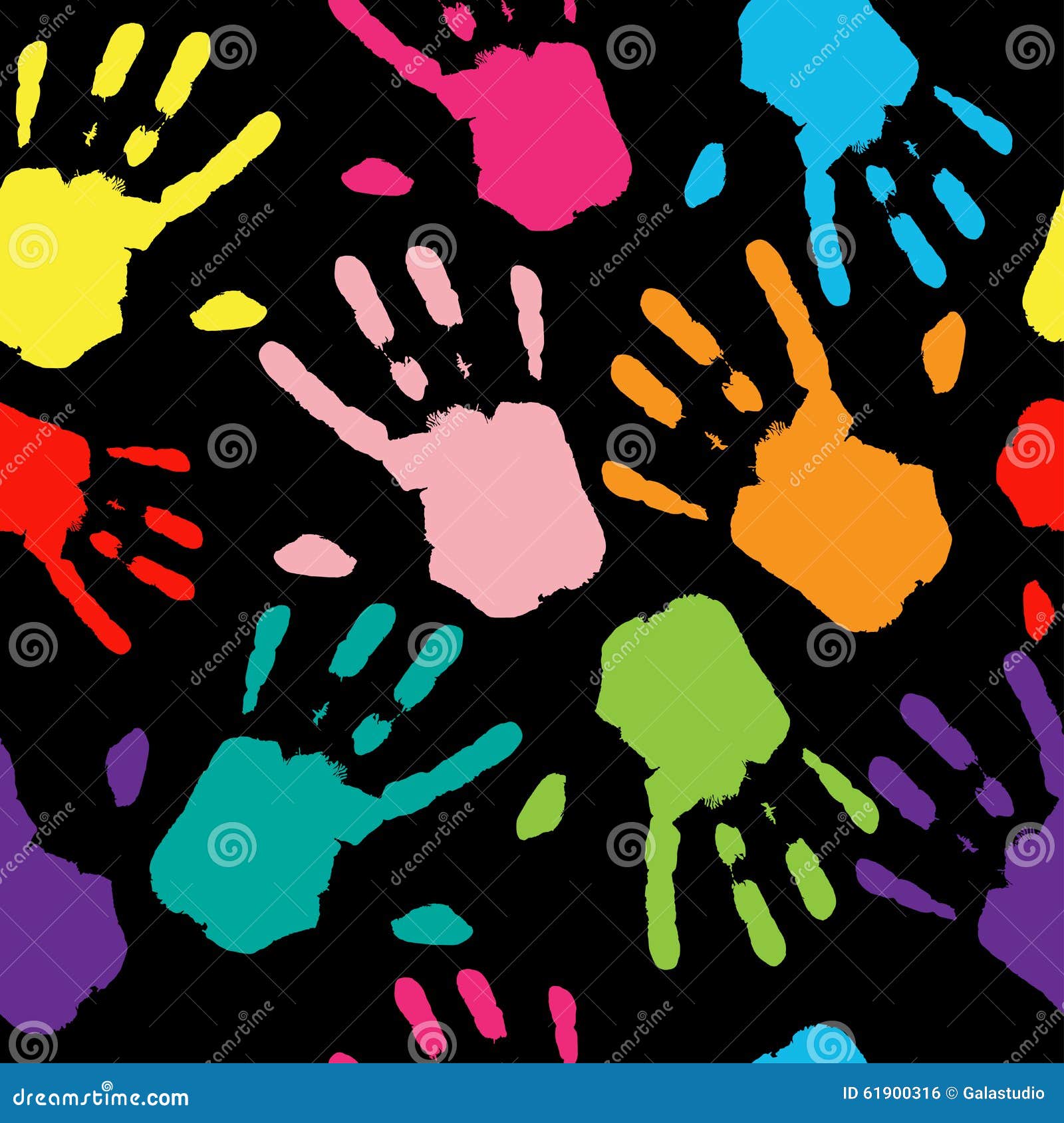 Seamless Pattern Hand Colorful Prints. Stock Illustration ...