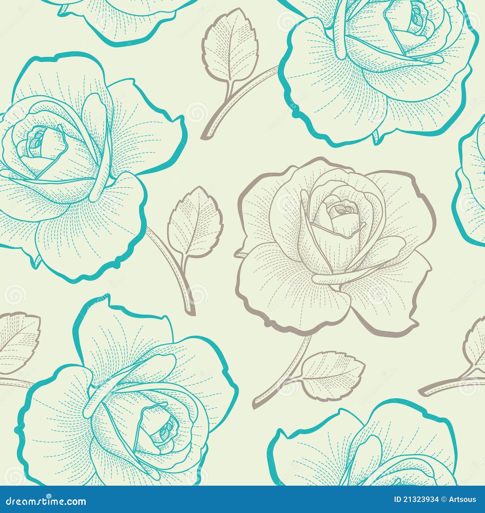 Seamless Pattern with Hand Drawing Roses Stock Vector - Illustration of ...