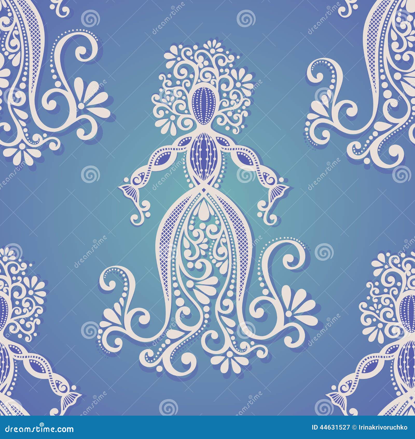 Seamless Pattern with Hand Drawing Silhouette of Goddess Stock Vector ...