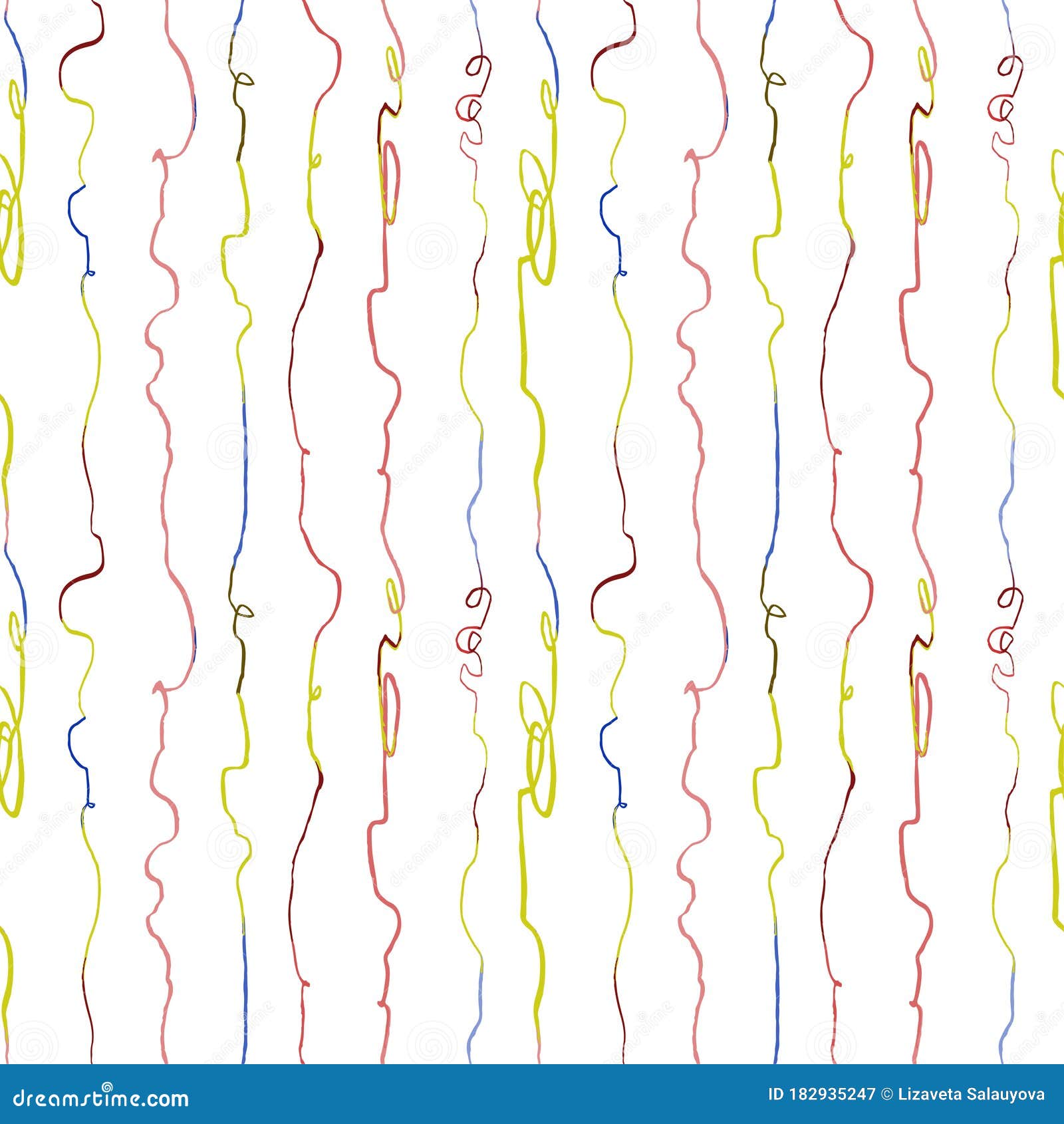 Seamless Pattern with Hand Drawn Abstract Vertical Lines, Doodles Stock ...