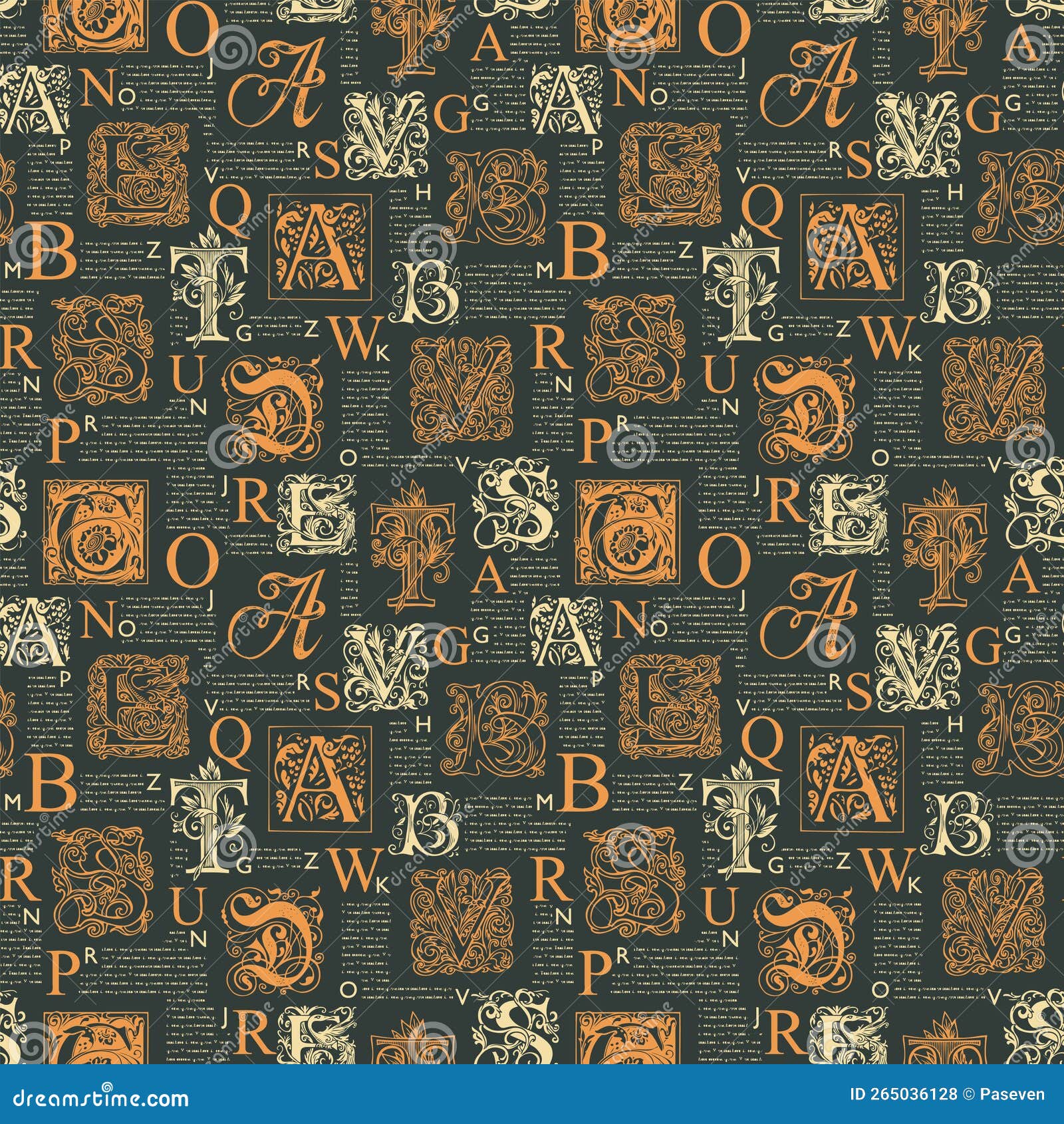 Seamless Pattern with Hand Drawn Alphabet Letters Stock Illustration ...