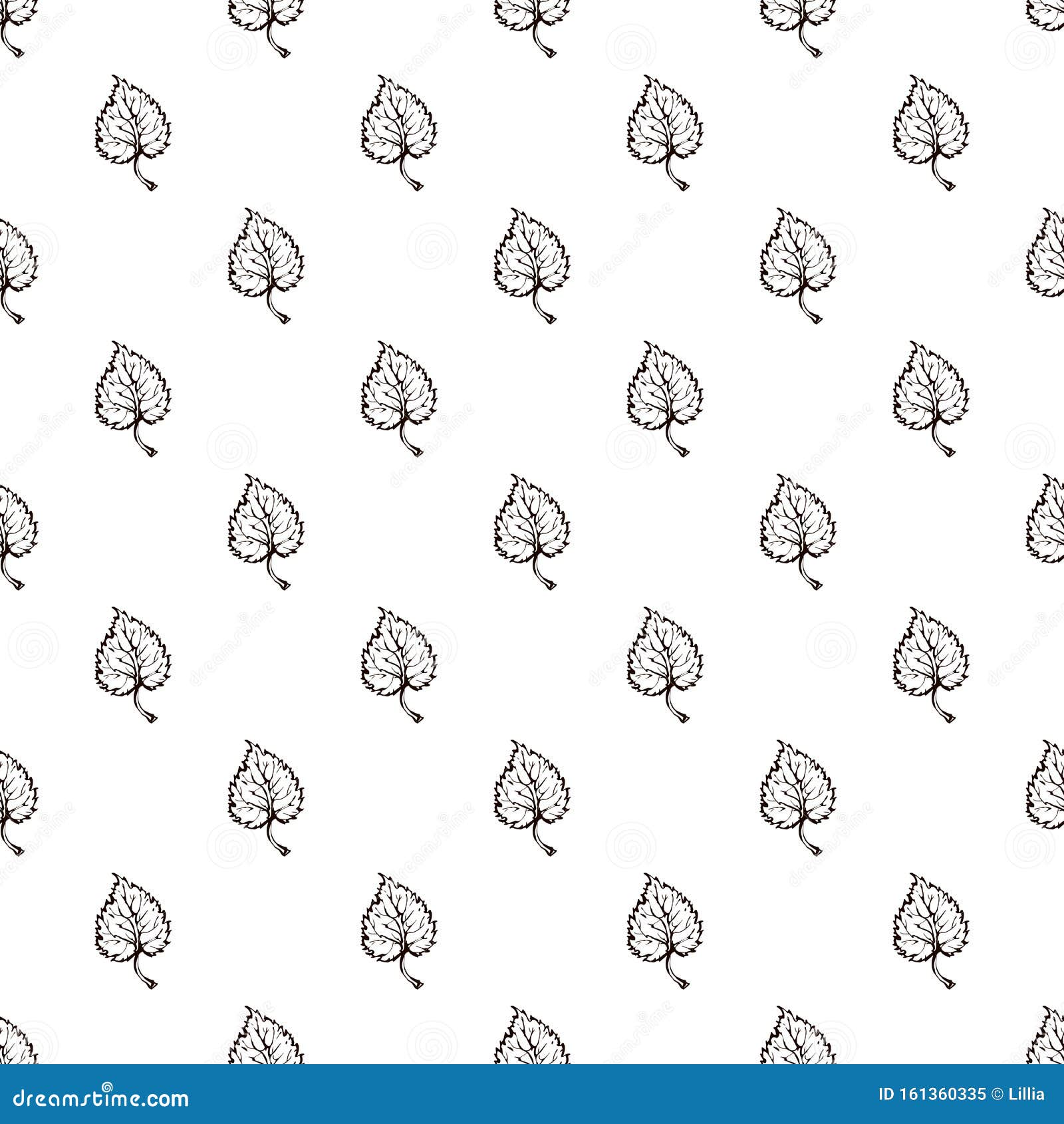 Seamless Pattern with Hand Drawn Aspen Leaves Stock Vector ...
