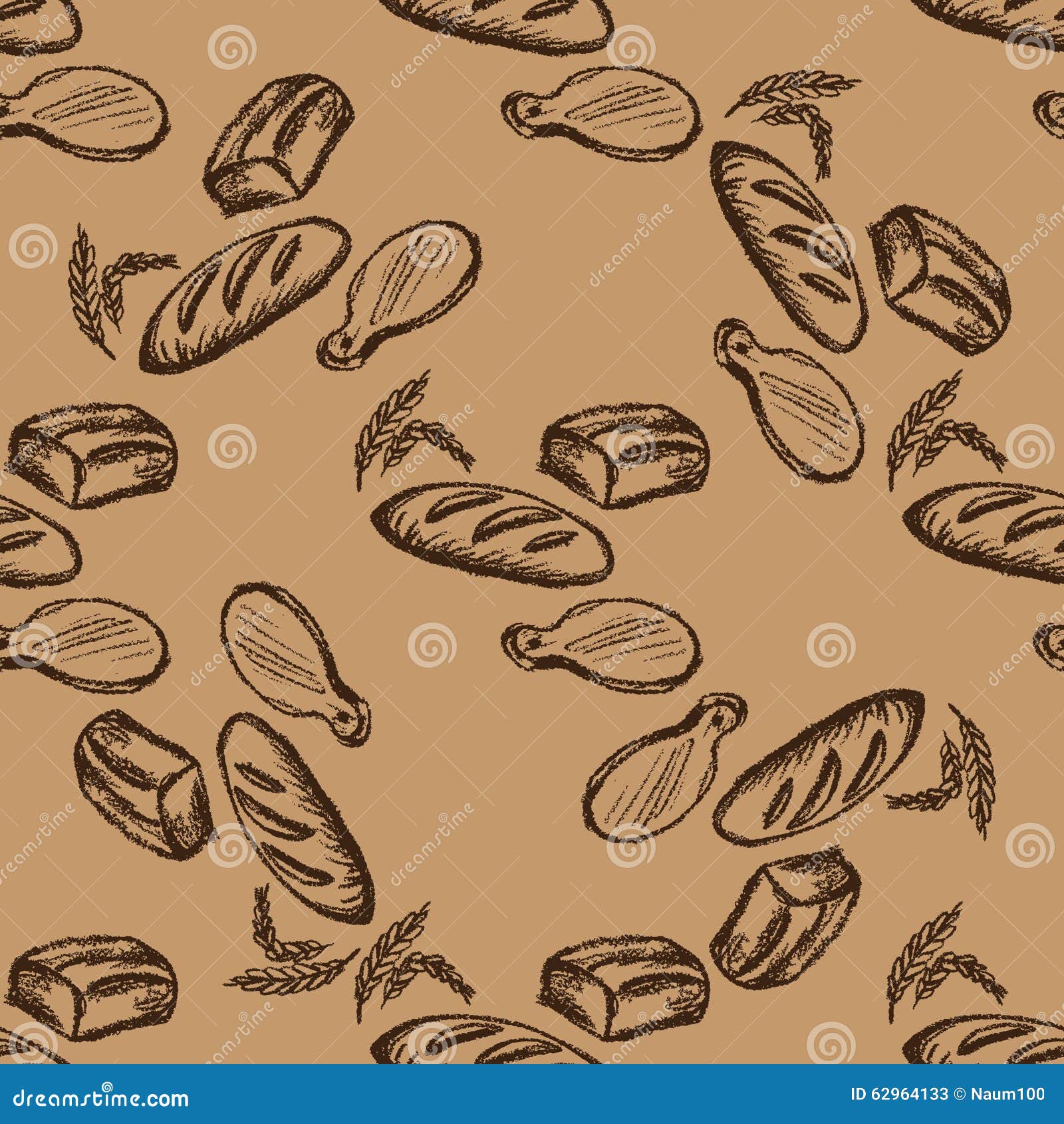 Seamless Pattern Hand Drawn Bakery Stock Vector - Illustration of ...