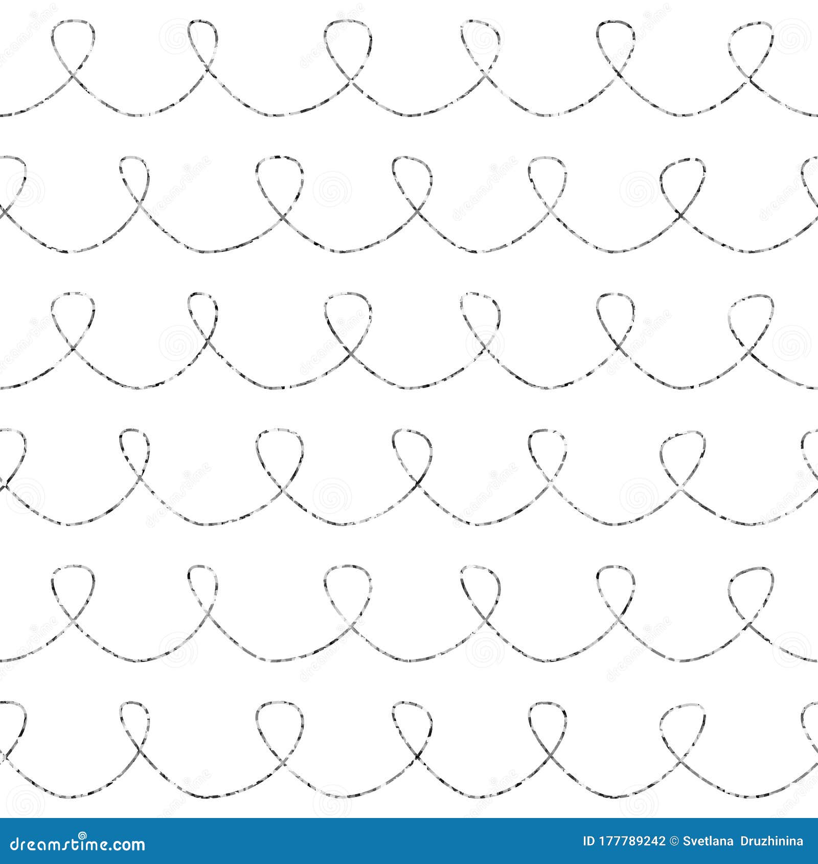 Seamless Pattern. Hand Drawn Black Scribble Waves. Can Be Uset for ...