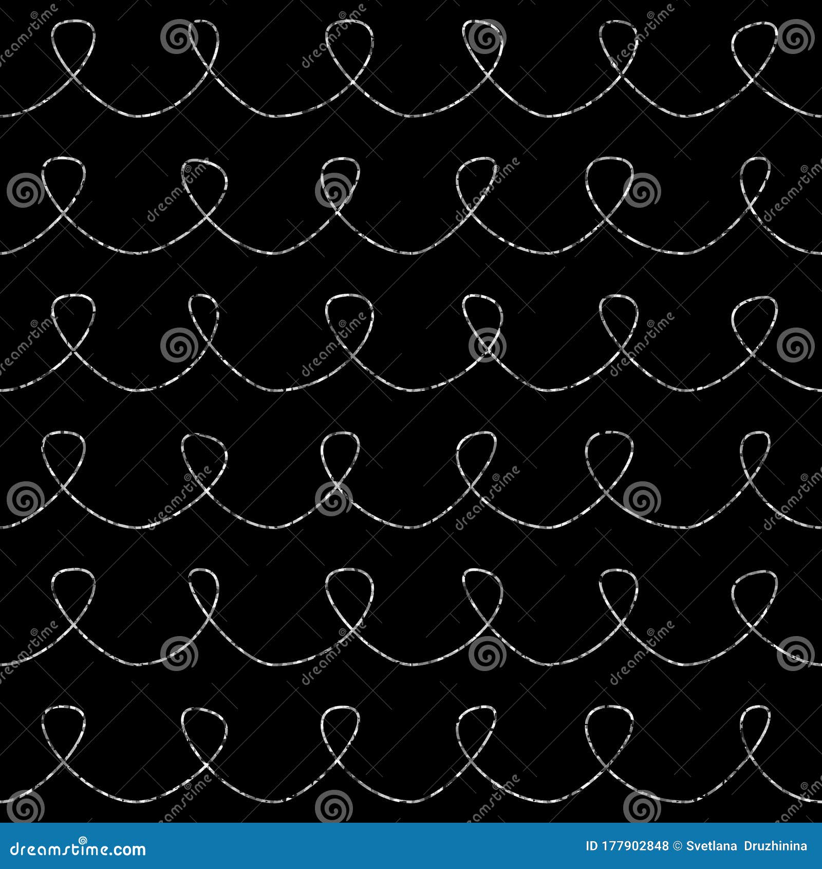 Seamless Pattern. Hand Drawn Black Scribble Waves. Can Be Uset for ...