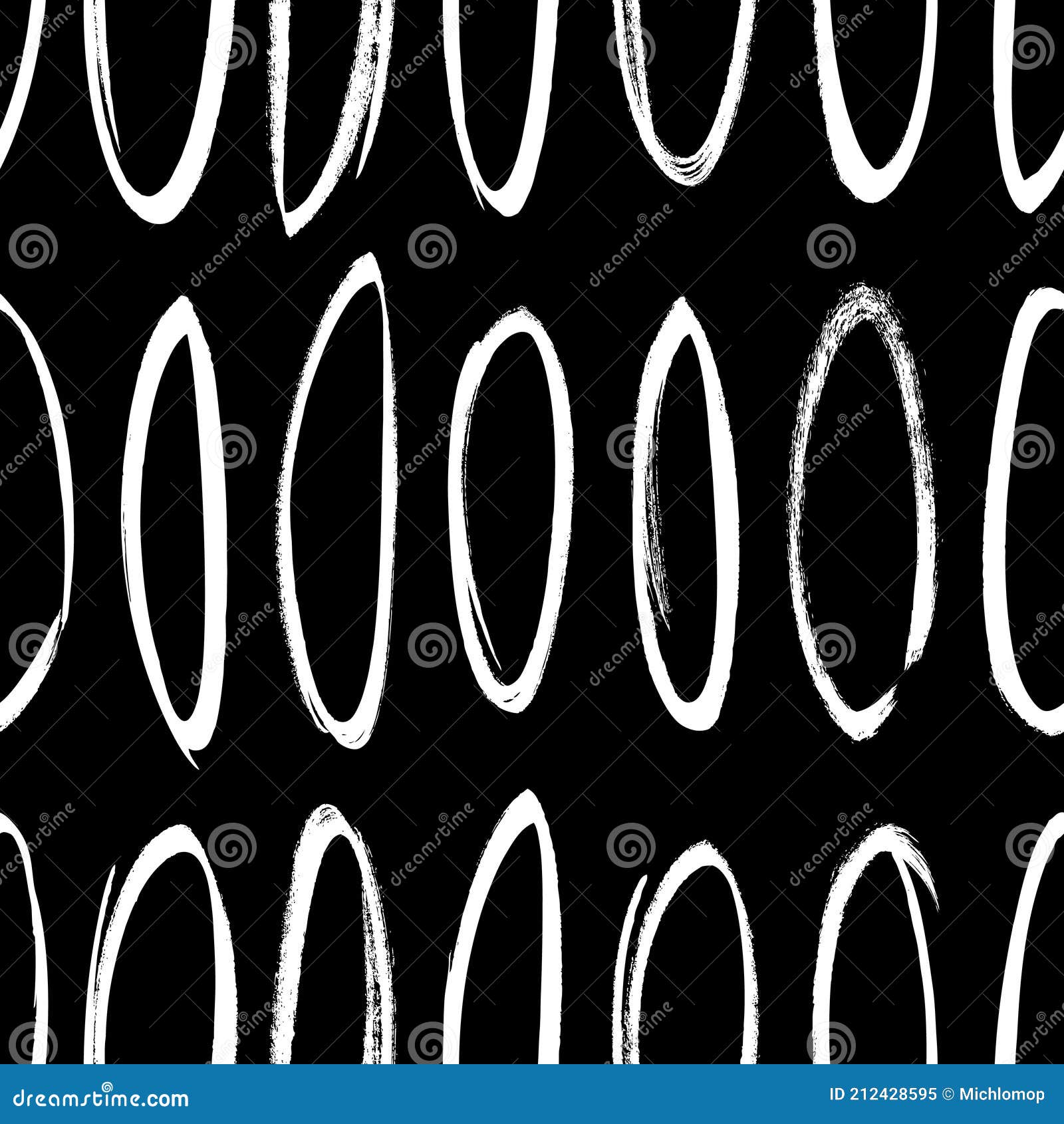 Seamless Pattern with Hand Drawn Black and White Oval. Paint Objects ...