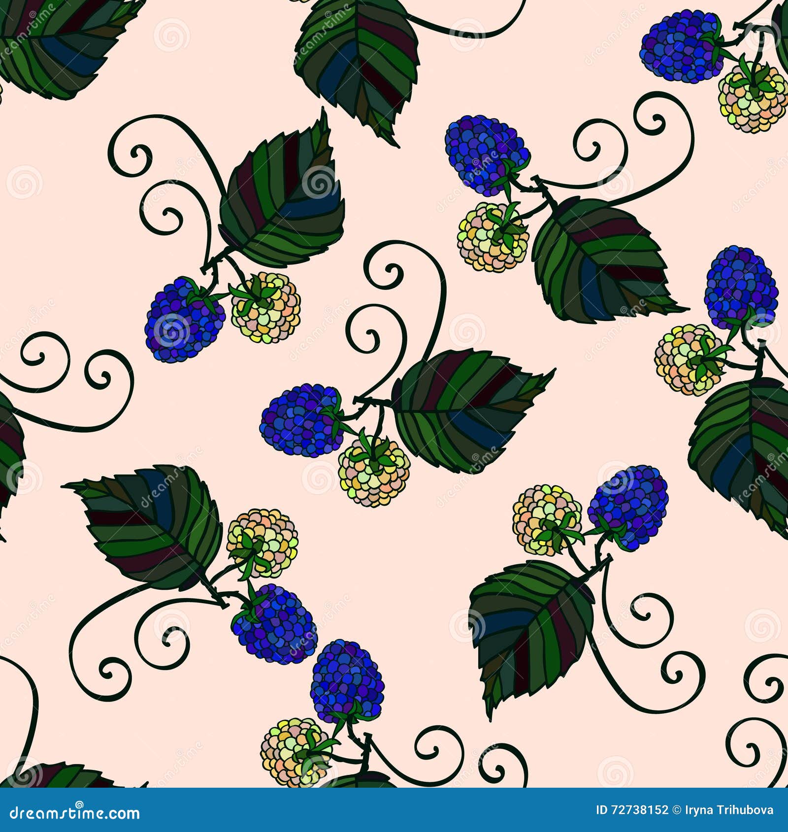 Seamless Pattern with Hand Drawn Blackberries Stock Vector ...