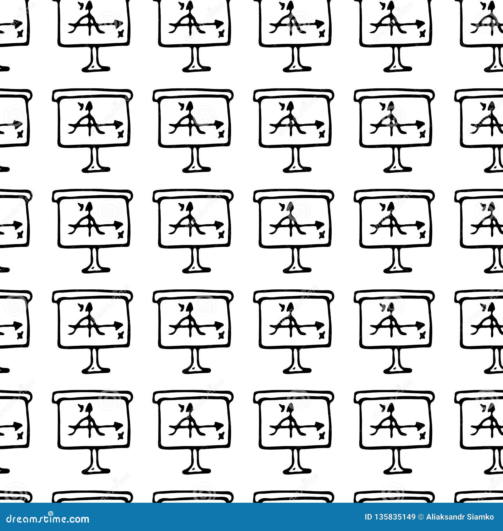 Seamless Pattern Hand Drawn Board with a Schedule Doodle. Sketch Back ...