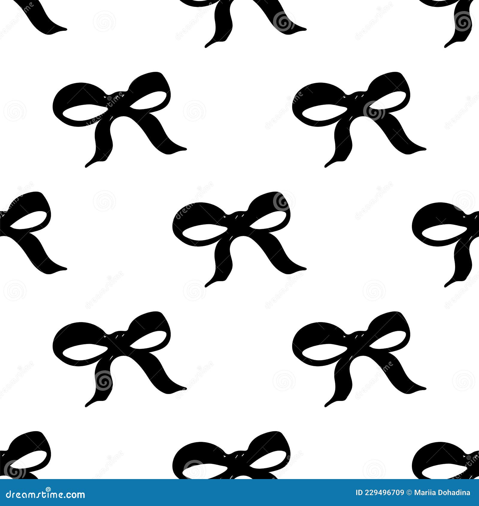 Seamless Pattern with Hand Drawn Bow. Doodle Style Vector Illustration ...