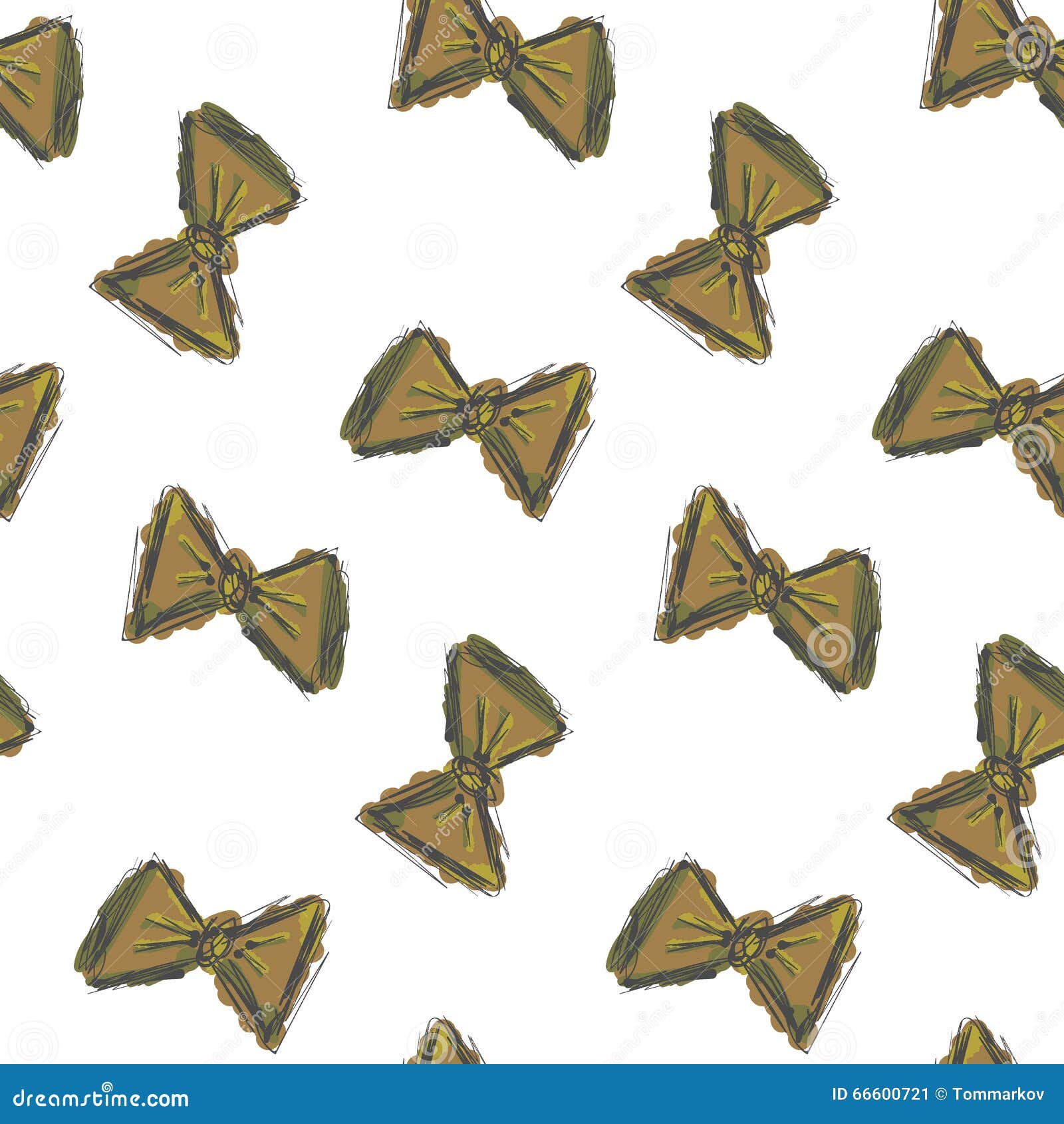 Seamless Pattern Hand Drawn Bow Tie Retro Colors. Vector Texture ...