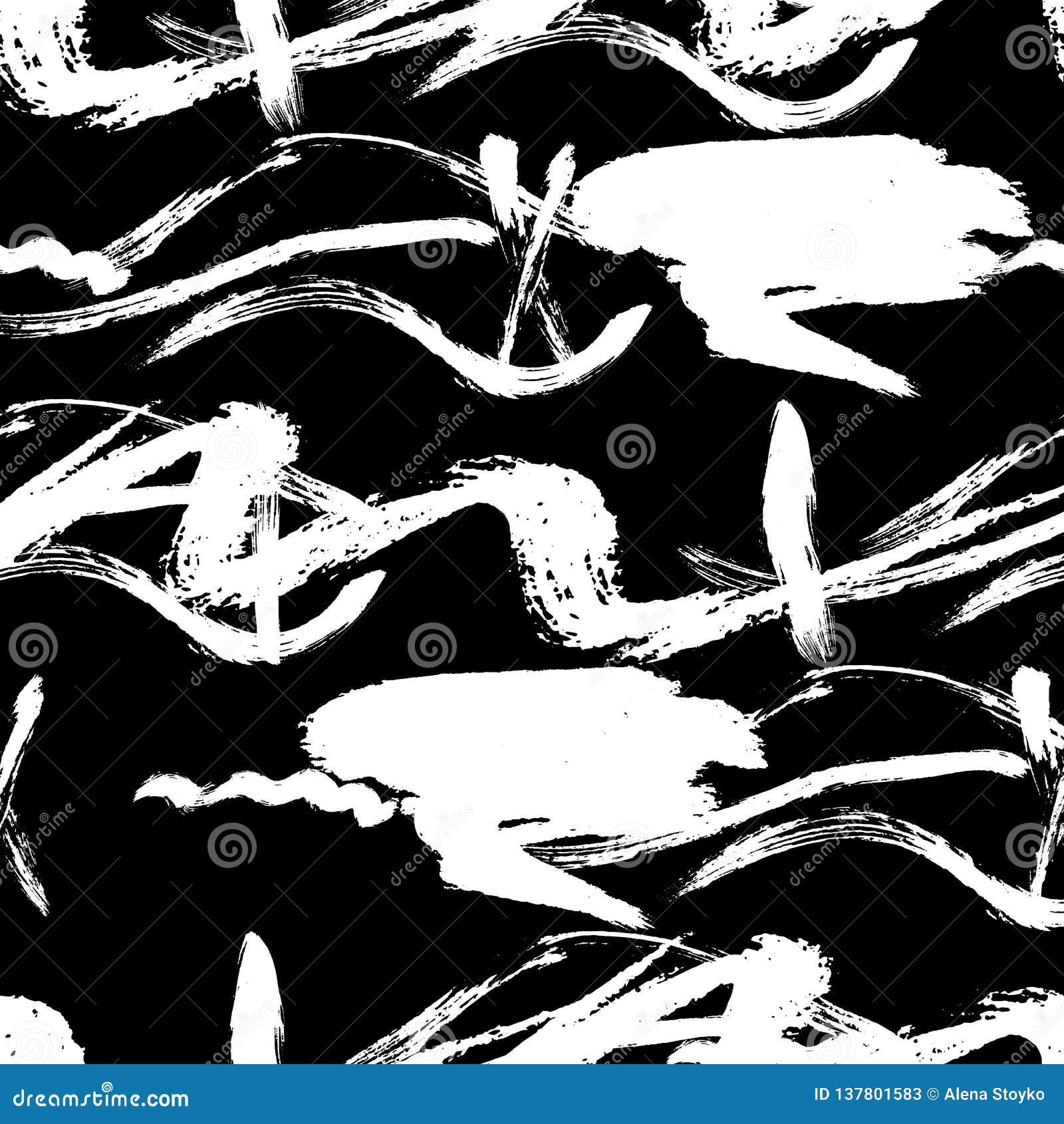 Seamless Pattern Hand Drawn with a Brush Strokes. Abstract Brushstrokes ...