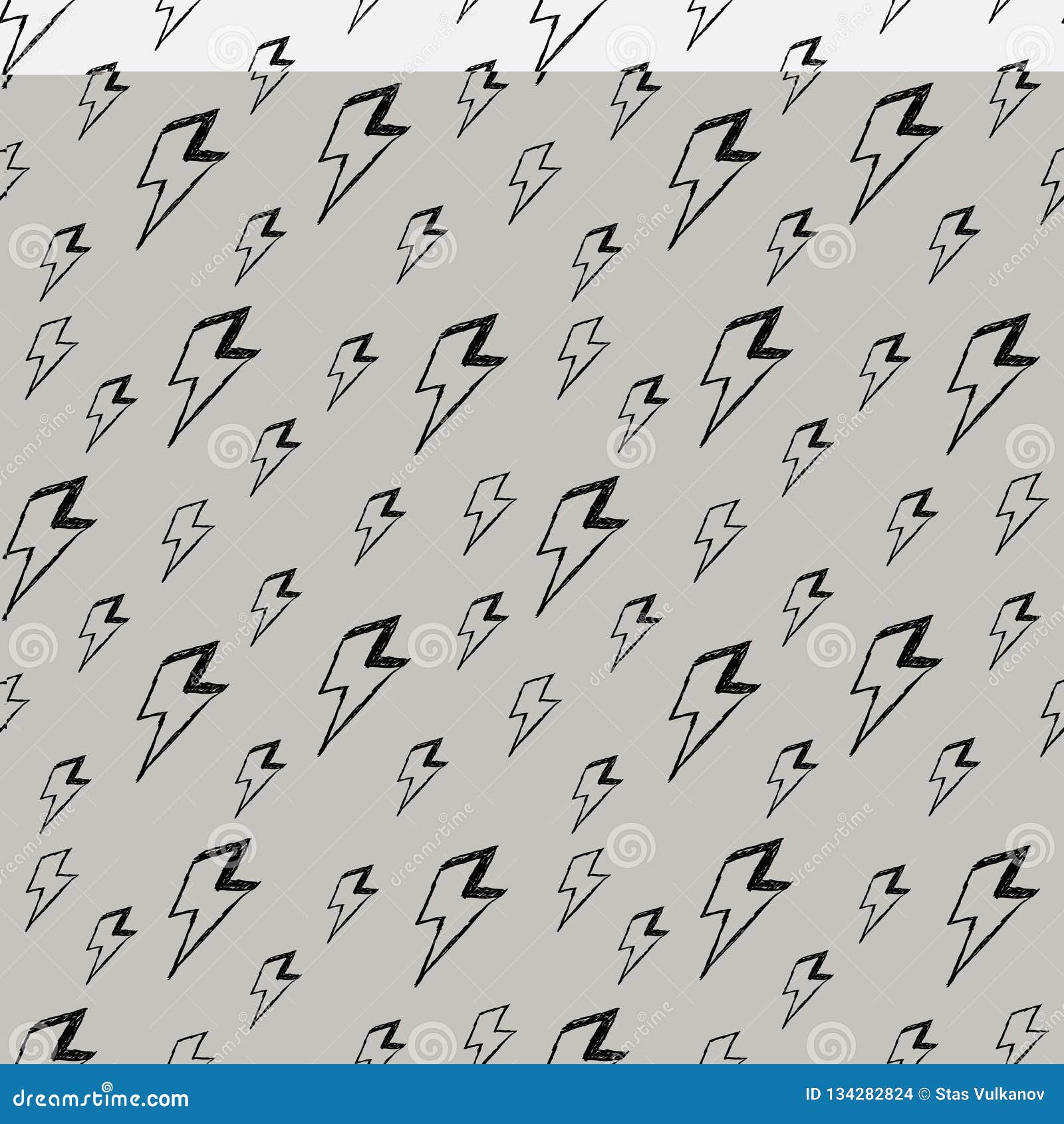 Seamless Pattern with Hand Drawn Cartoon Thunderbolt Shape. Lightning ...