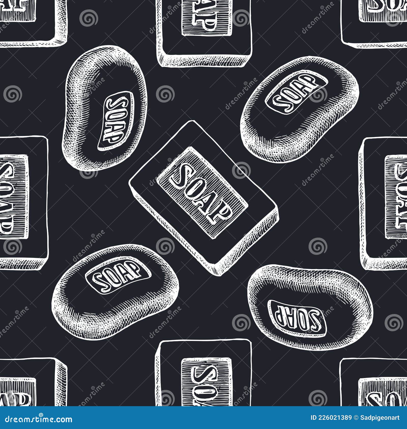 Seamless Pattern with Hand Drawn Chalk Soap Stock Vector - Illustration ...