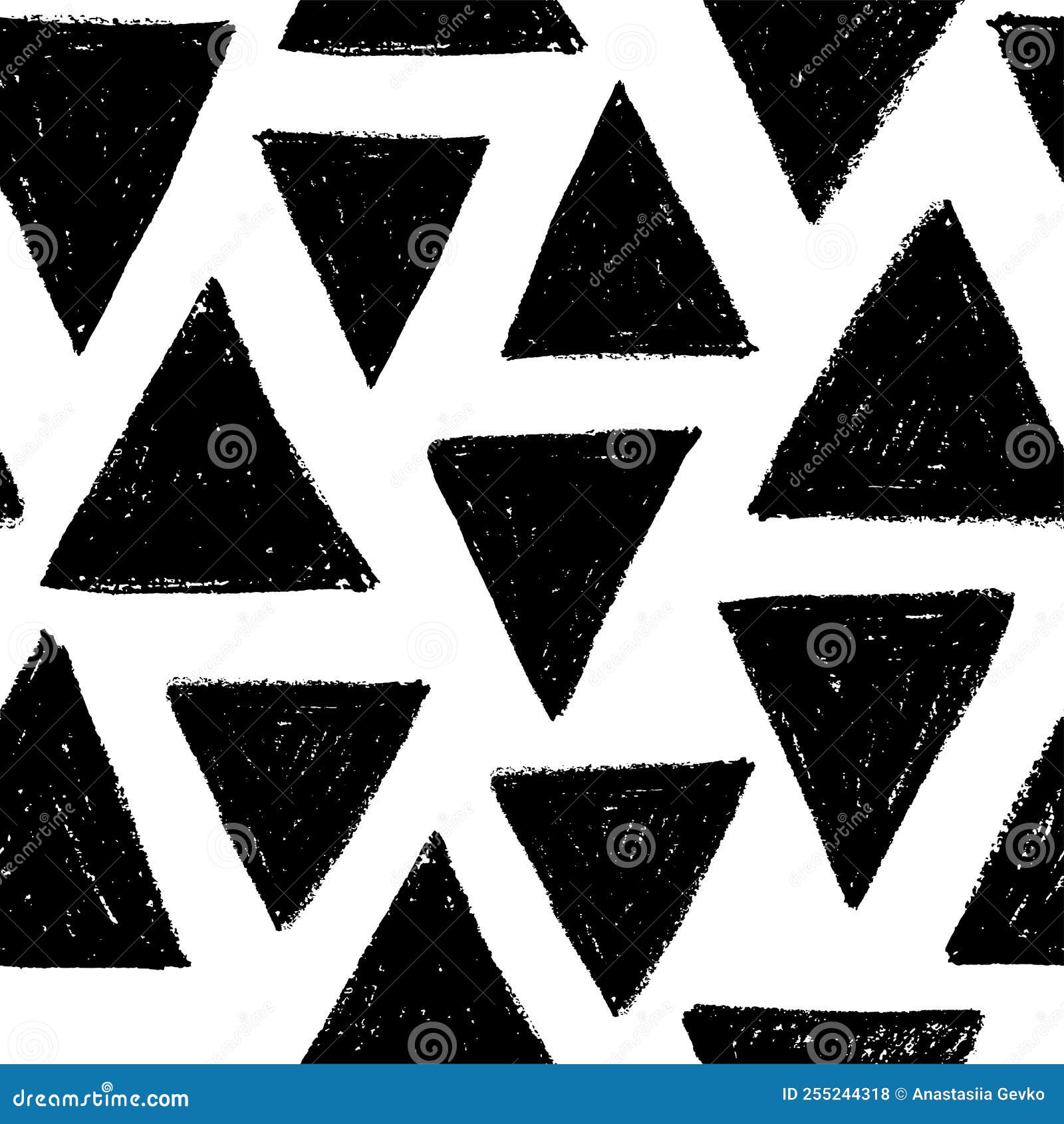 Seamless Pattern with Hand Drawn Charcoal Triangle Stock Vector ...