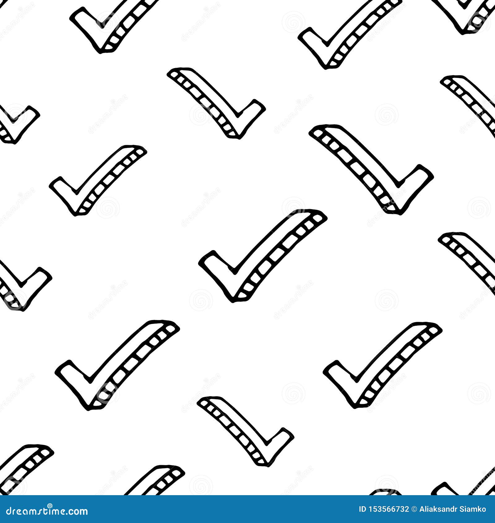 Seamless Pattern Hand Drawn Check Mark Doodle. Sketch Style Icon ...