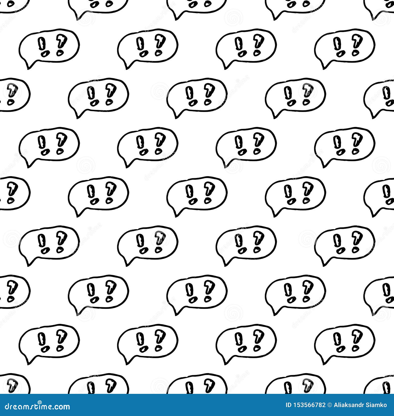 Seamless Pattern Hand Drawn Cloud with Exclamation Mark and Question ...