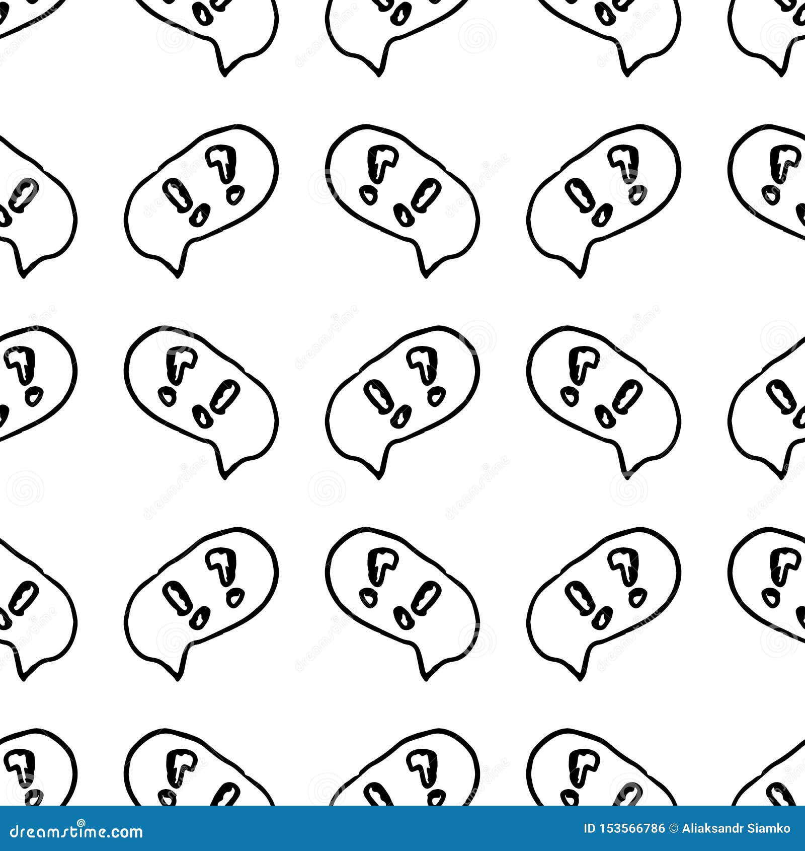 Seamless Pattern Hand Drawn Cloud with Exclamation Mark and Question ...