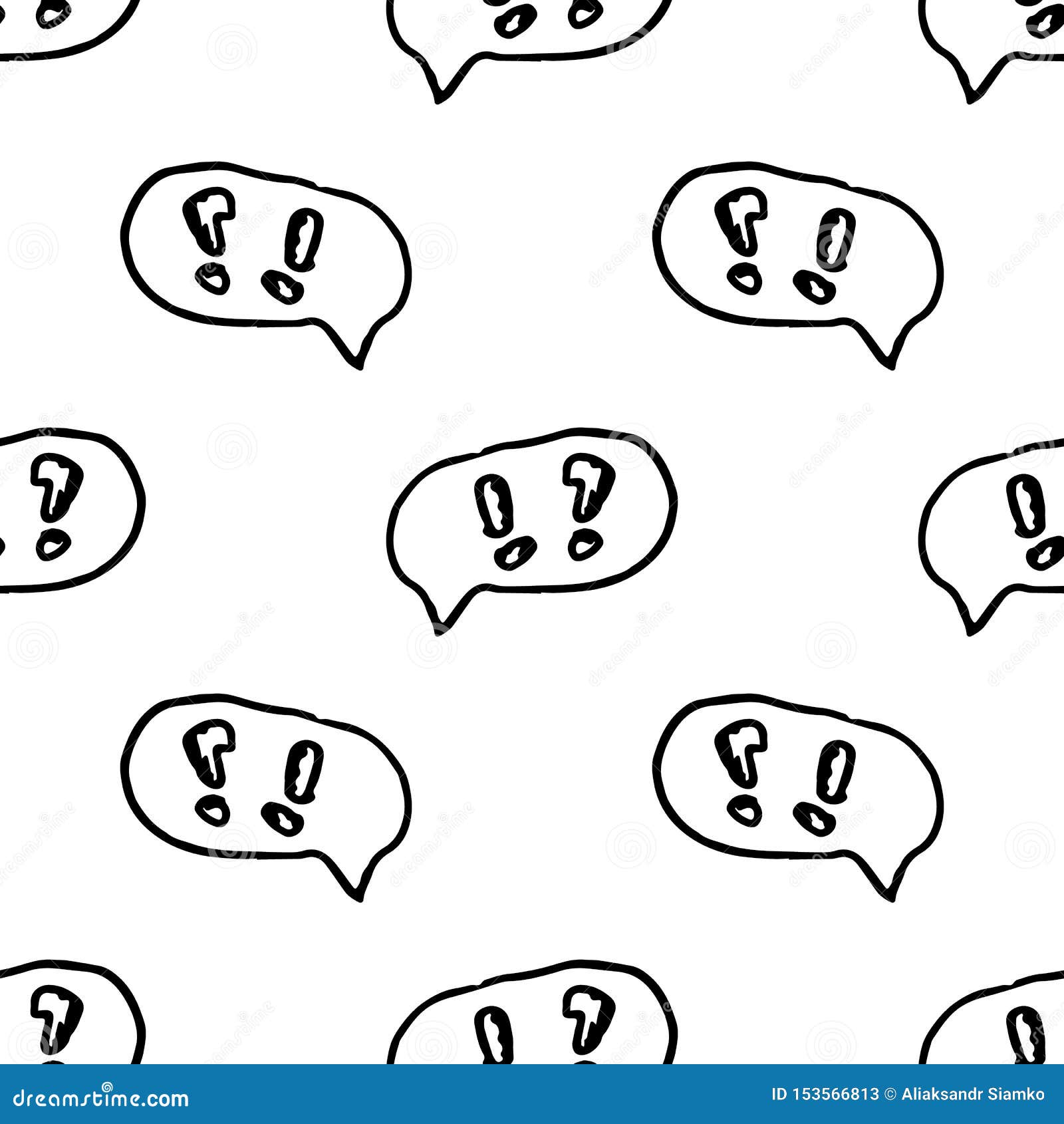 Seamless Pattern Hand Drawn Cloud with Exclamation Mark and Question ...