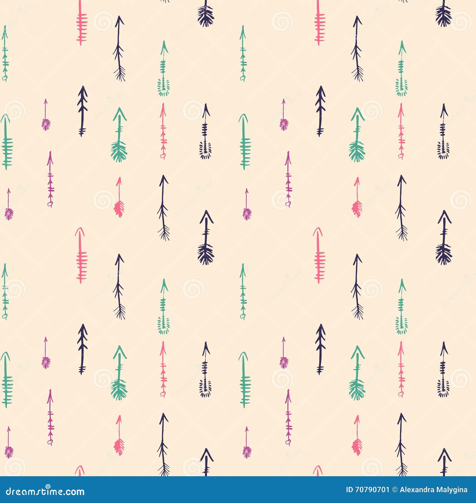 Seamless Pattern with Hand Drawn Colored Arrows Stock Vector ...