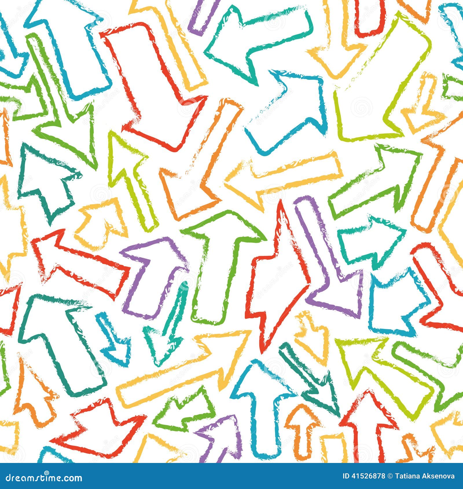 Seamless Pattern of Hand-drawn Colorful Arrows. Stock Vector ...