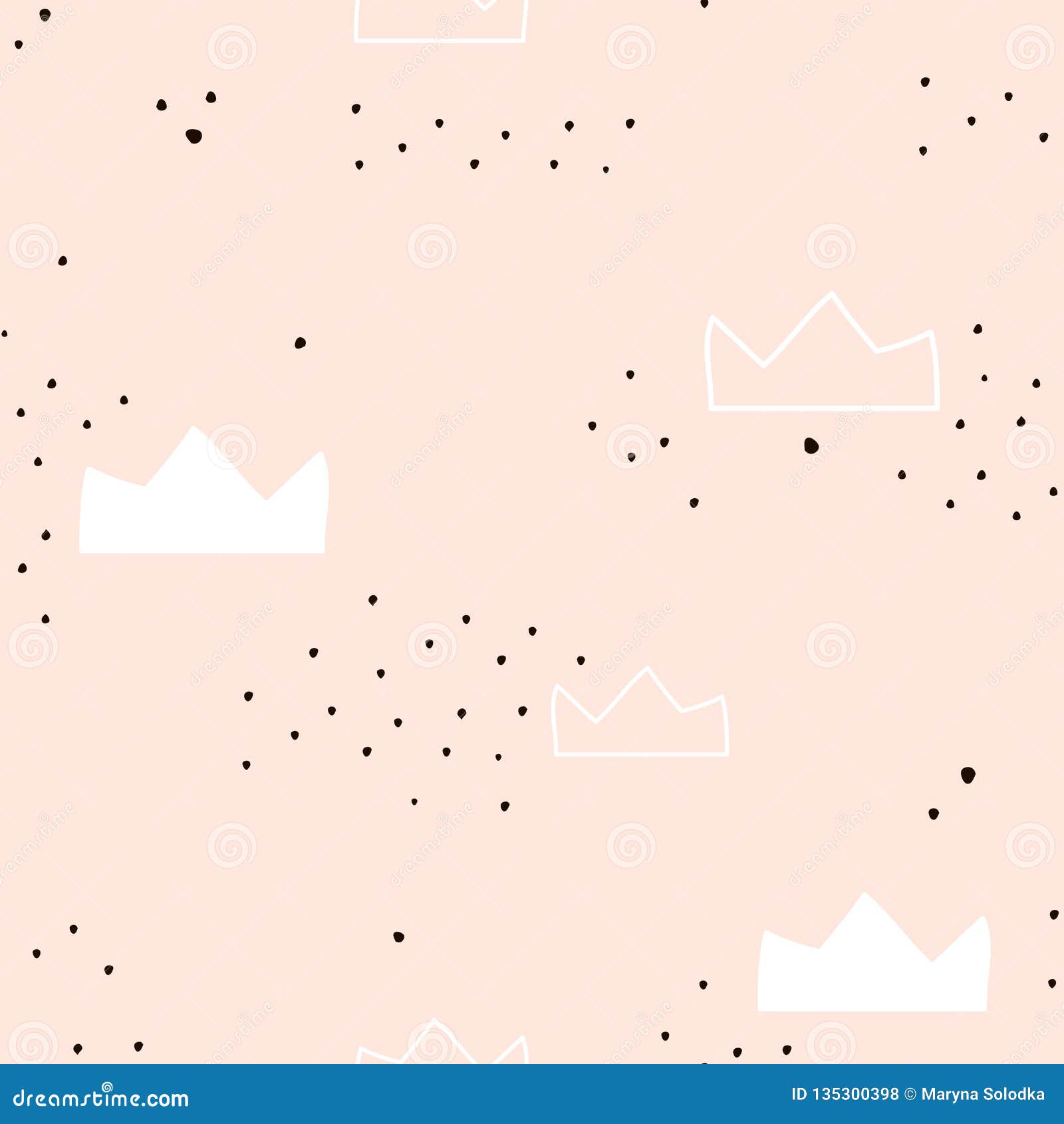 Seamless Pattern with Hand Drawn Crowns. Creative Tender Modern Texture ...