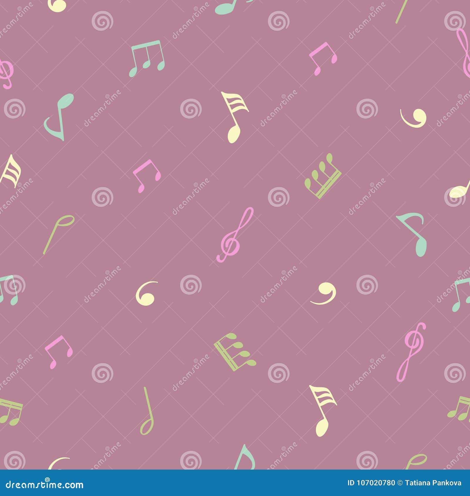 Seamless Pattern with Hand-drawn Cute Notes. Stock Vector ...