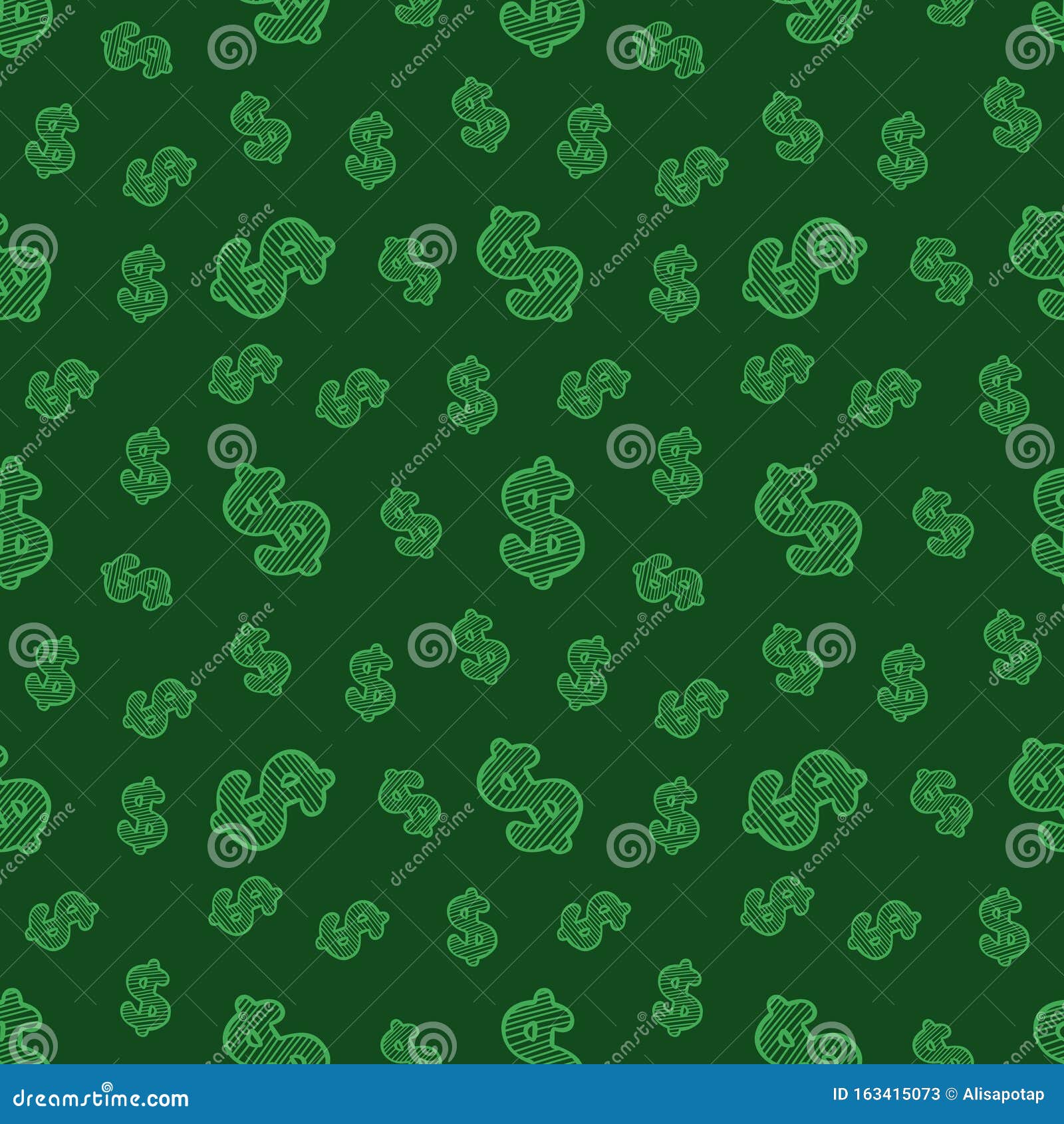 Seamless Pattern with Hand Drawn Dollar Sign Stock Vector ...