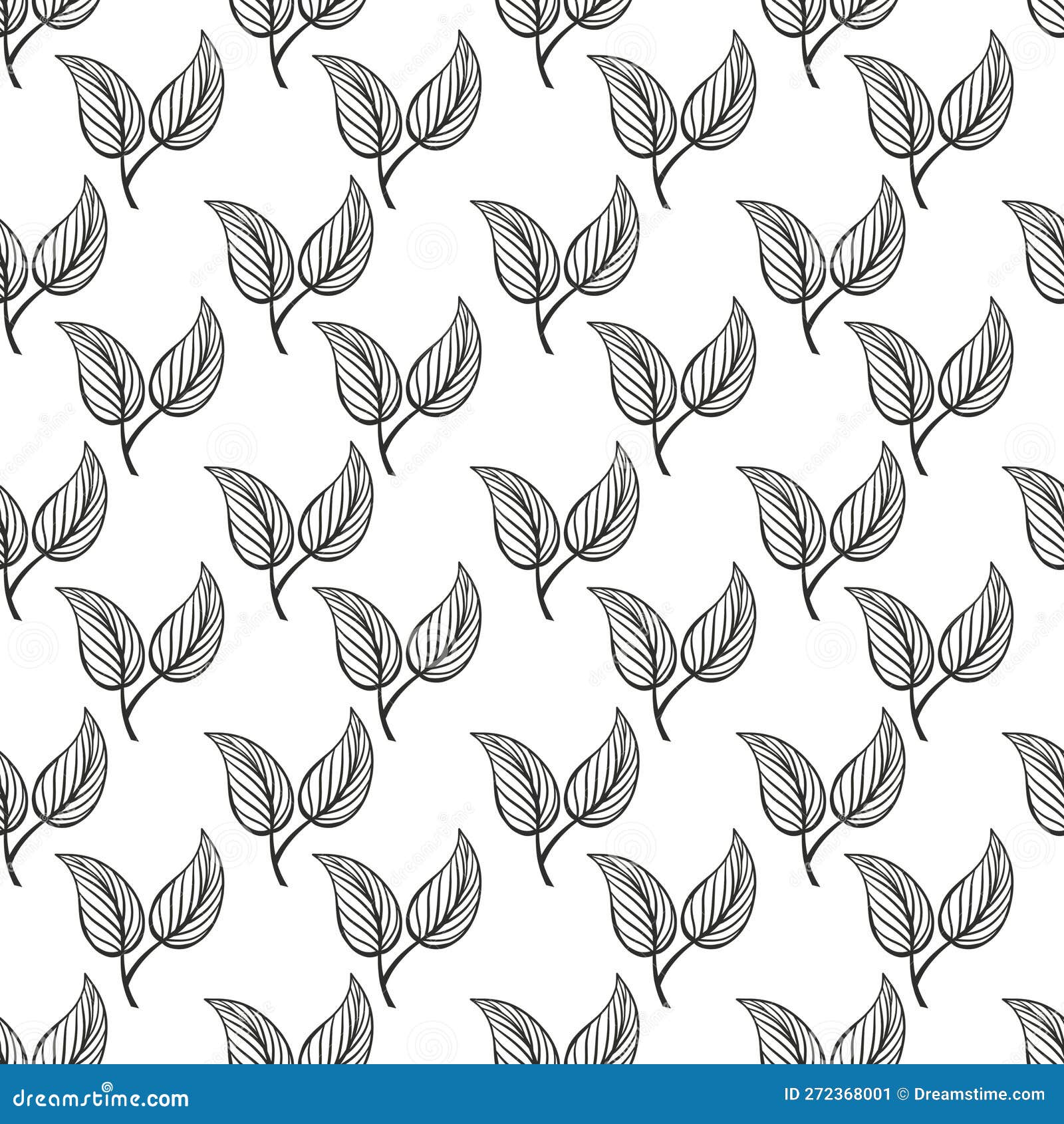 Seamless Pattern With Hand Drawn Doodle Leaf Stock Illustration