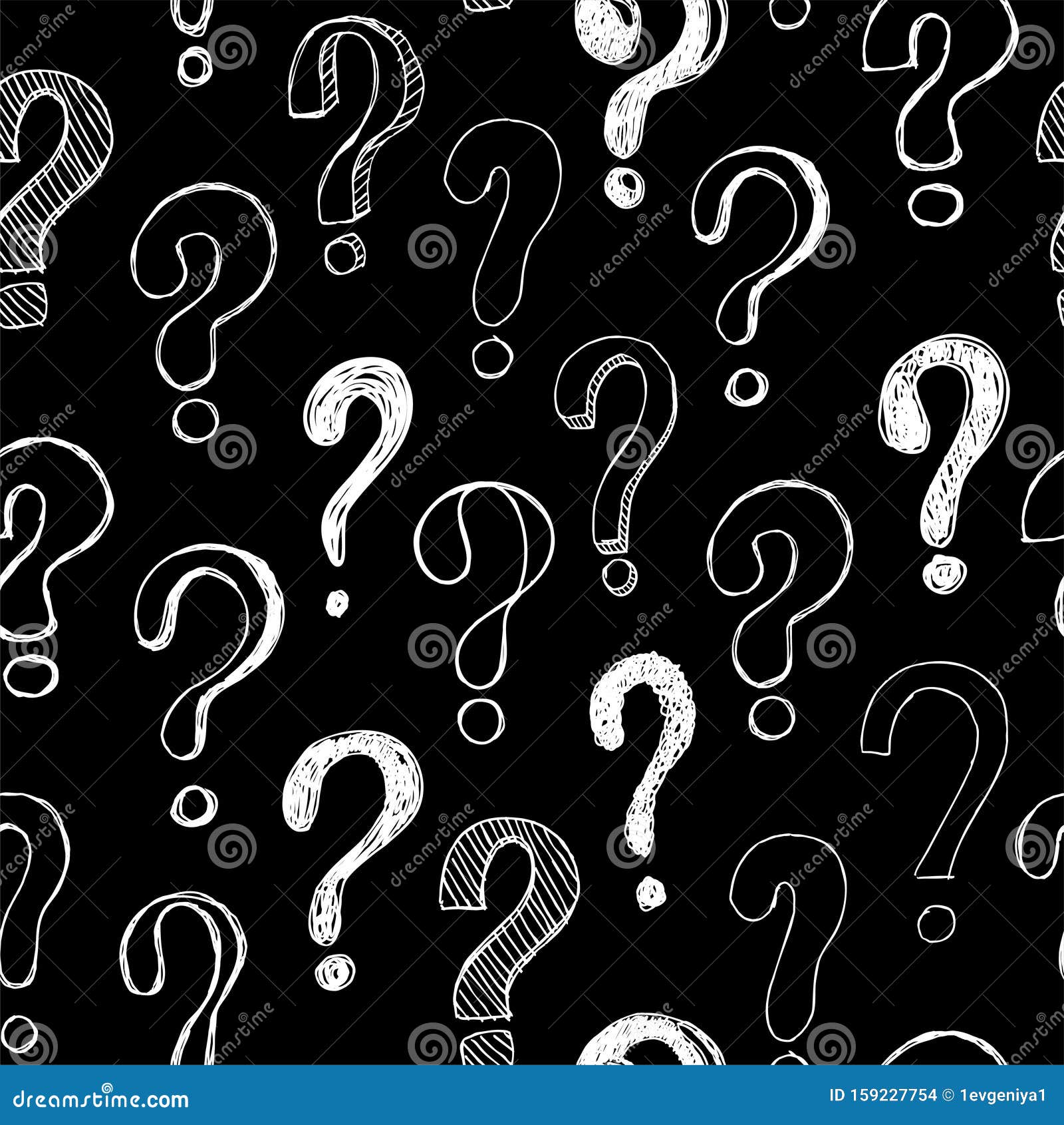 Seamless Pattern with Hand Drawn Doodle Questions Marks. Vector ...