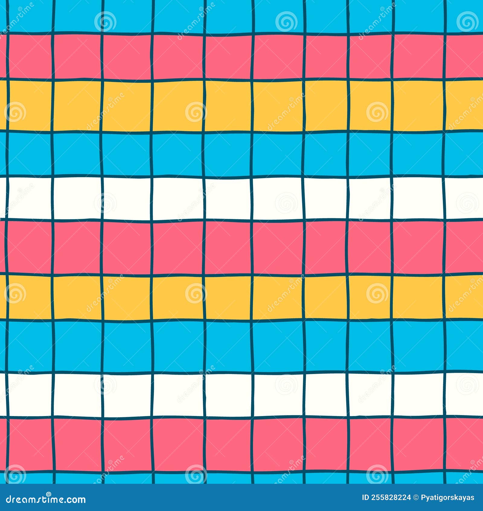 Seamless Pattern with Hand Drawn Dynamic Multi-colored Plaid Stock ...