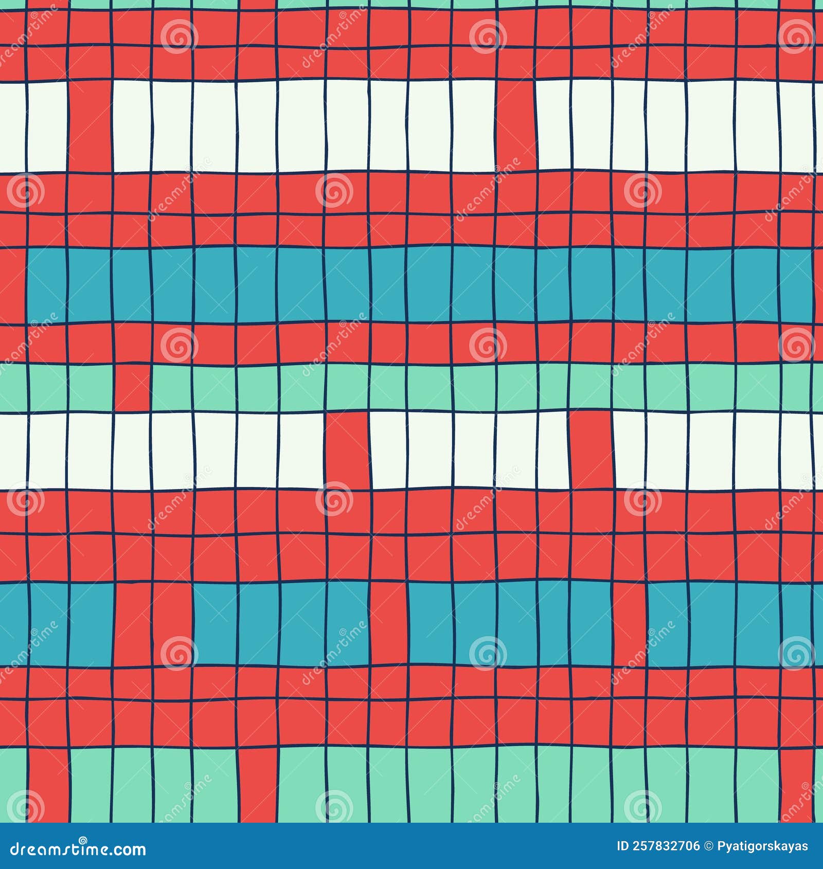 Seamless Pattern With Hand Drawn Dynamic Multi-colored Plaid Vector ...