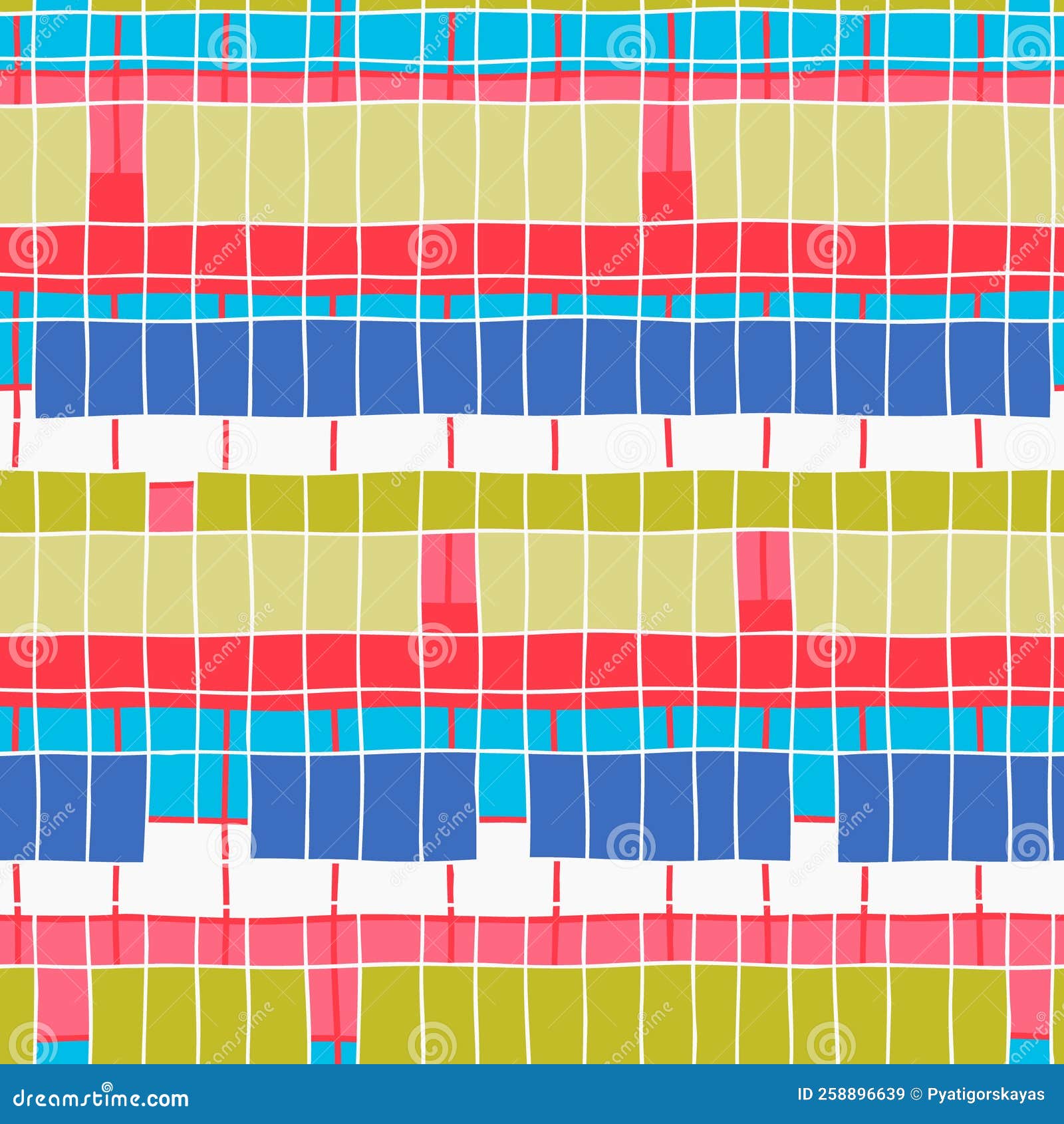 Seamless Pattern with Hand Drawn Dynamic Multi-colored Plaid Stock ...