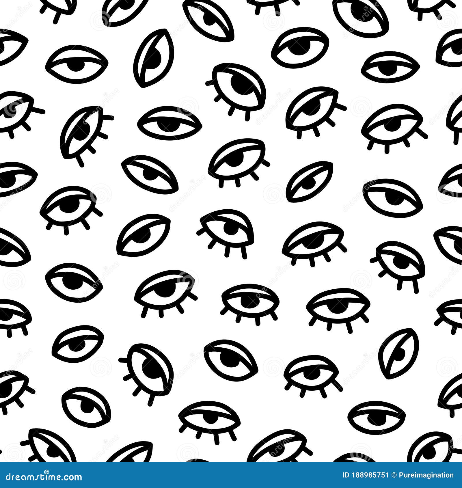 Seamless Pattern with Hand Drawn Eye Stock Vector - Illustration of ...
