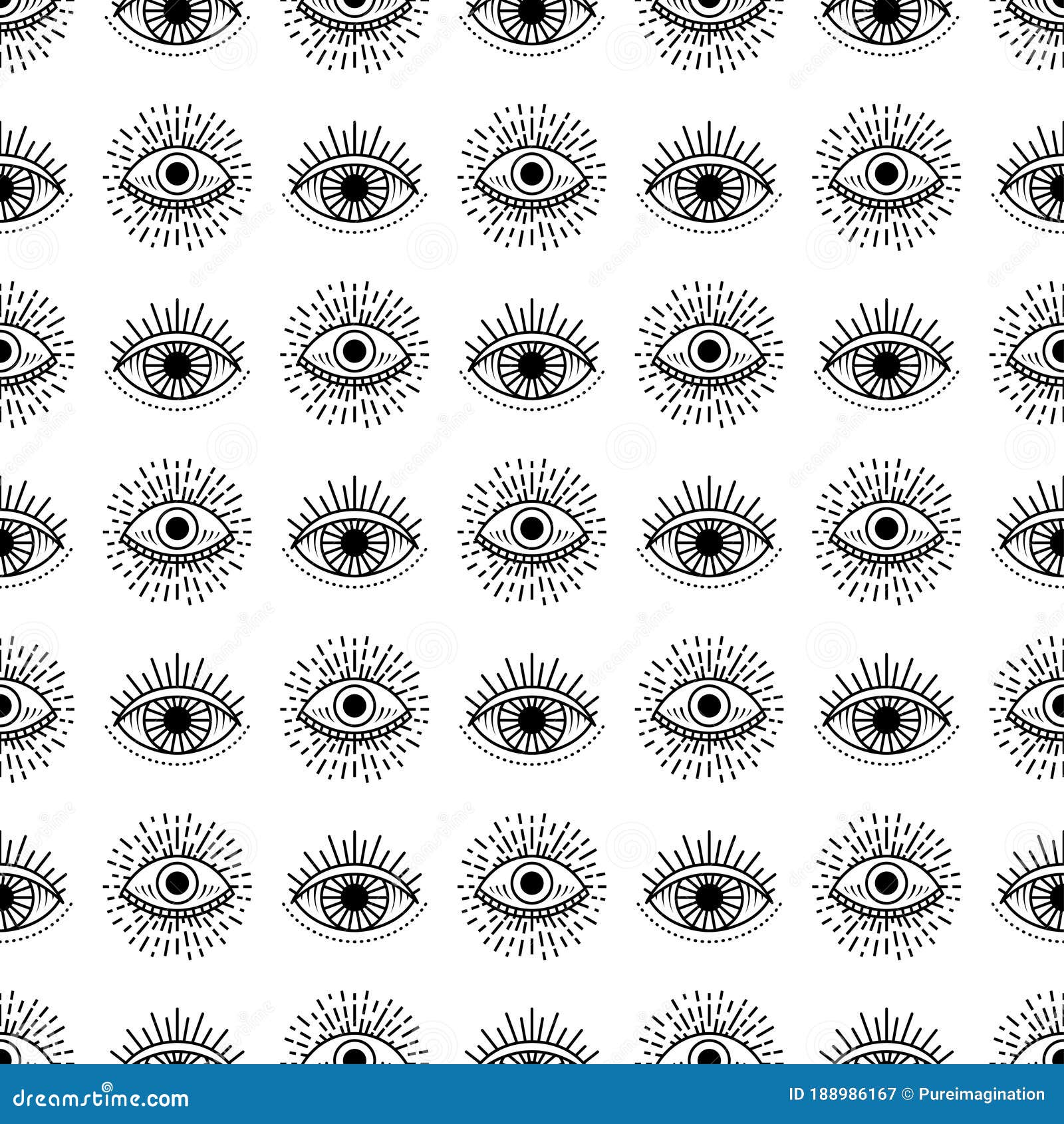 Seamless Pattern with Hand Drawn Eye Stock Vector - Illustration of ...