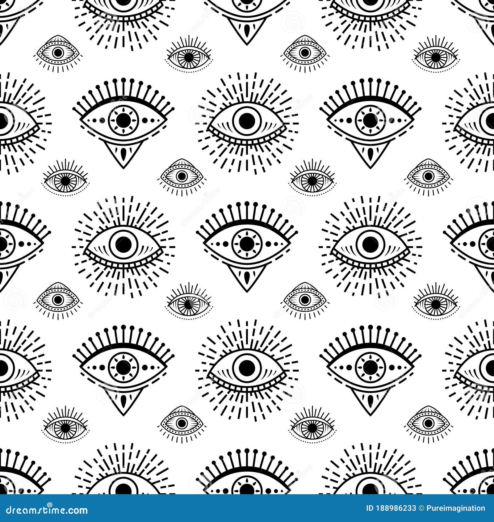 Seamless Pattern with Hand Drawn Eye Stock Vector - Illustration of ...