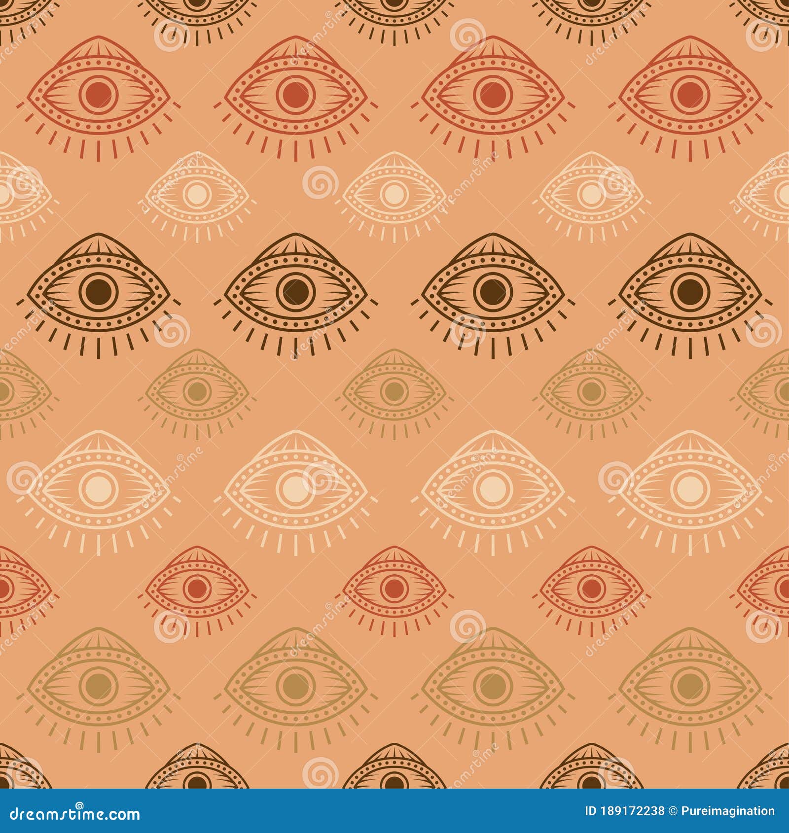 Seamless Pattern with Hand Drawn Eye, Vector Stock Vector ...
