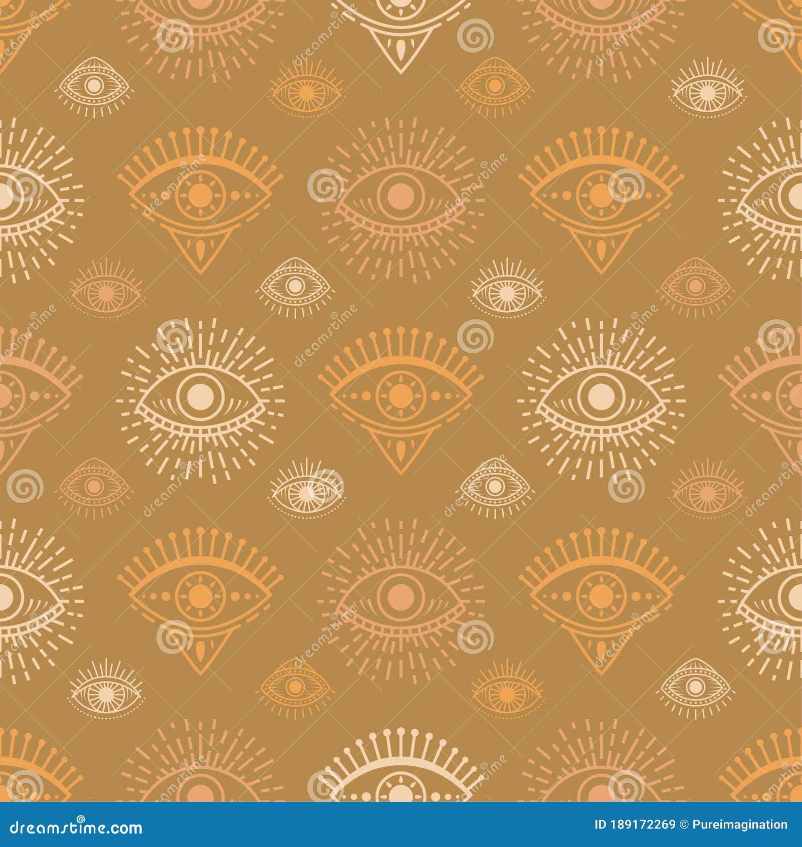 Seamless Pattern with Hand Drawn Eye, Vector Stock Vector ...