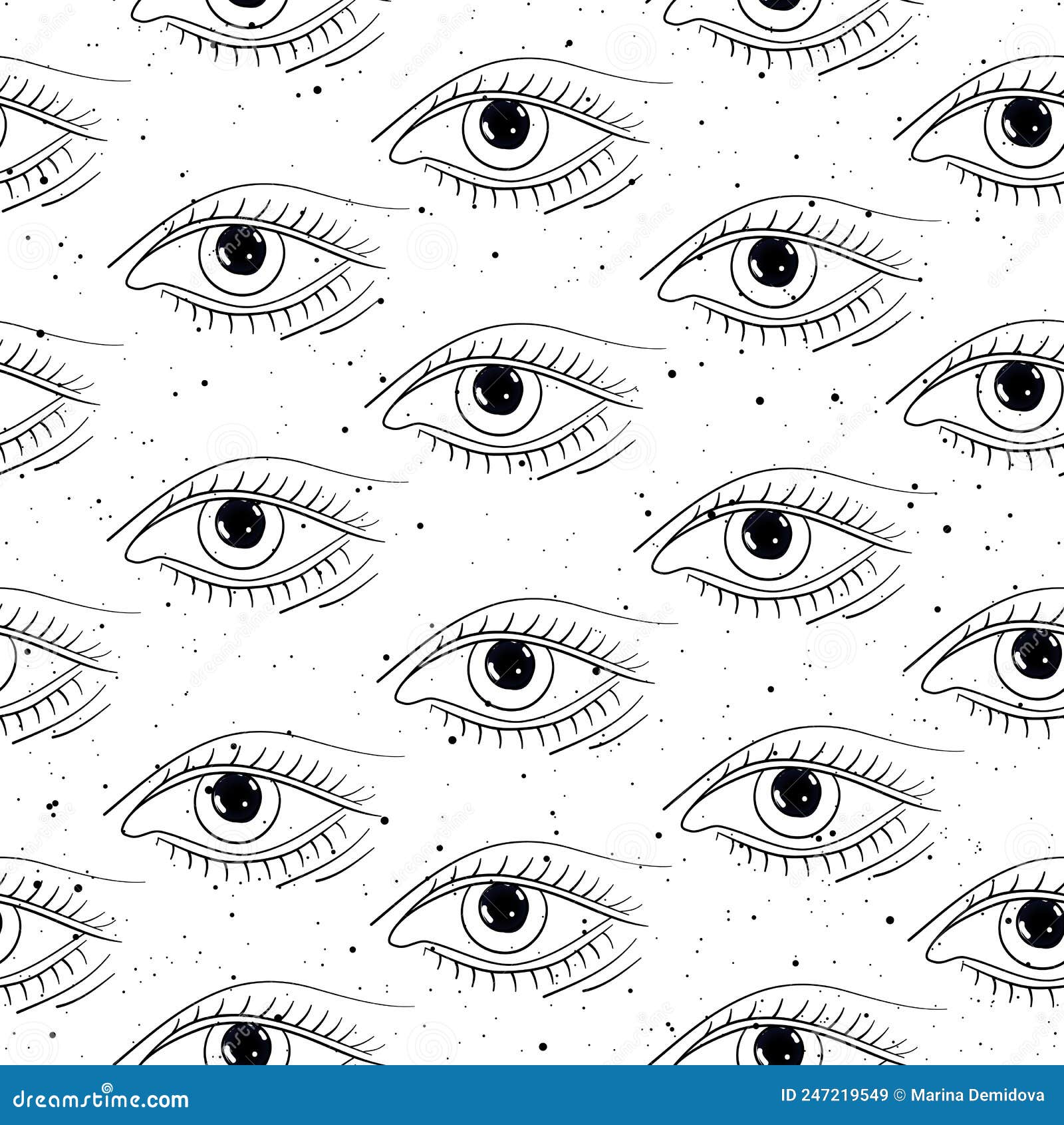 Seamless Pattern Hand Drawn Eyes Stock Illustration - Illustration of ...