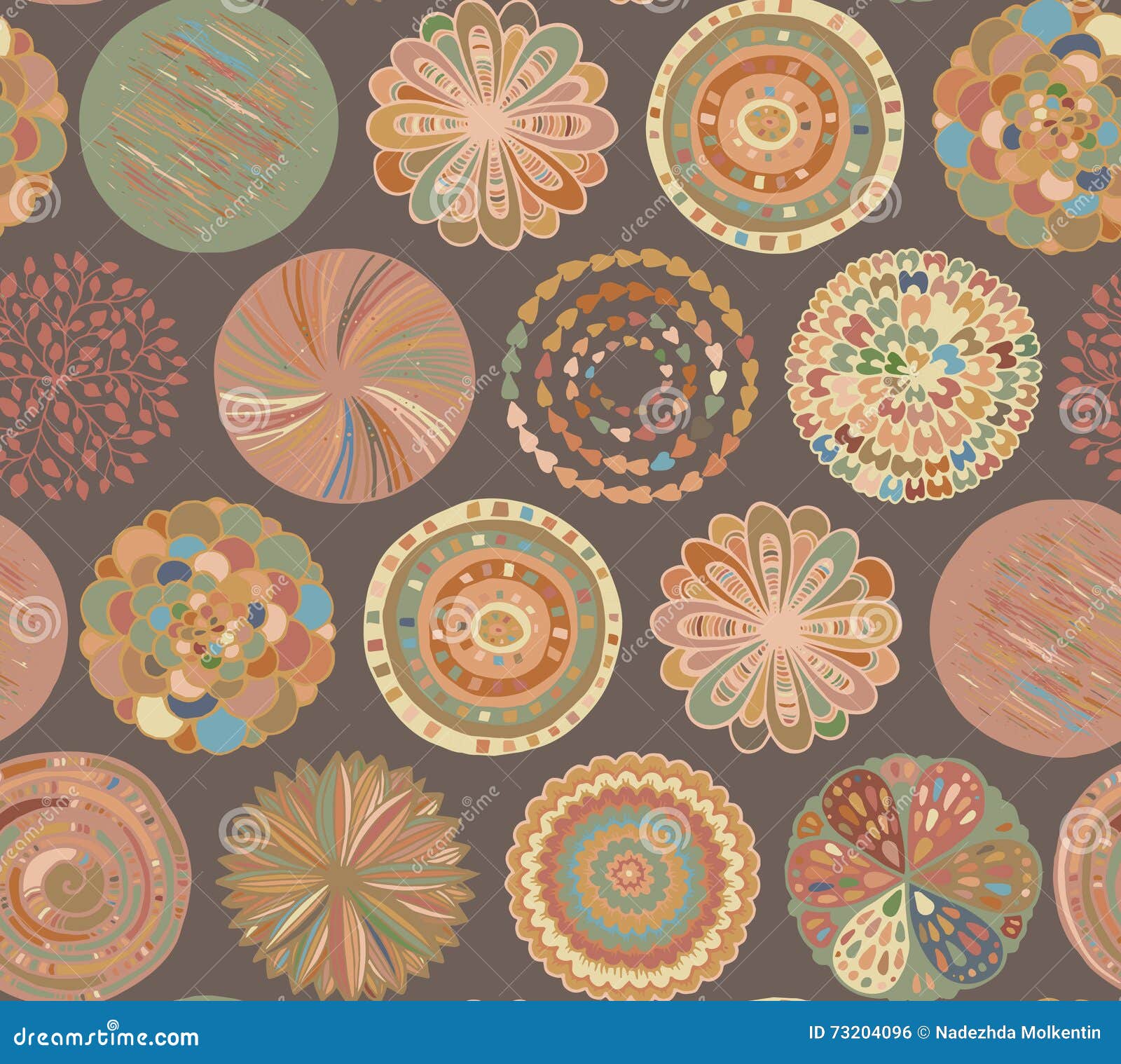 Seamless Pattern with Hand Drawn Fancy Circle. Stock Vector ...