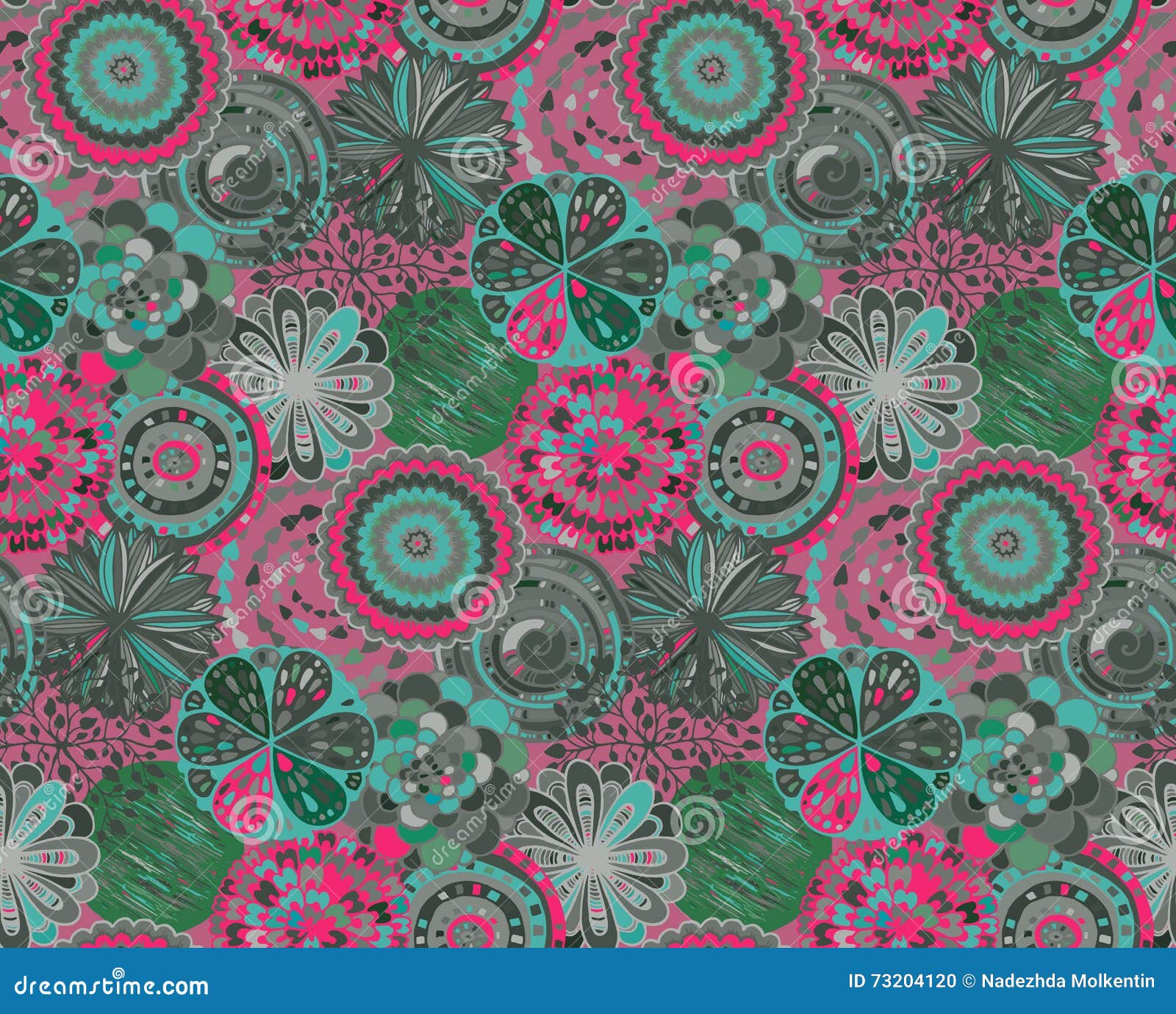 Seamless Pattern with Hand Drawn Fancy Circle. Stock Vector ...