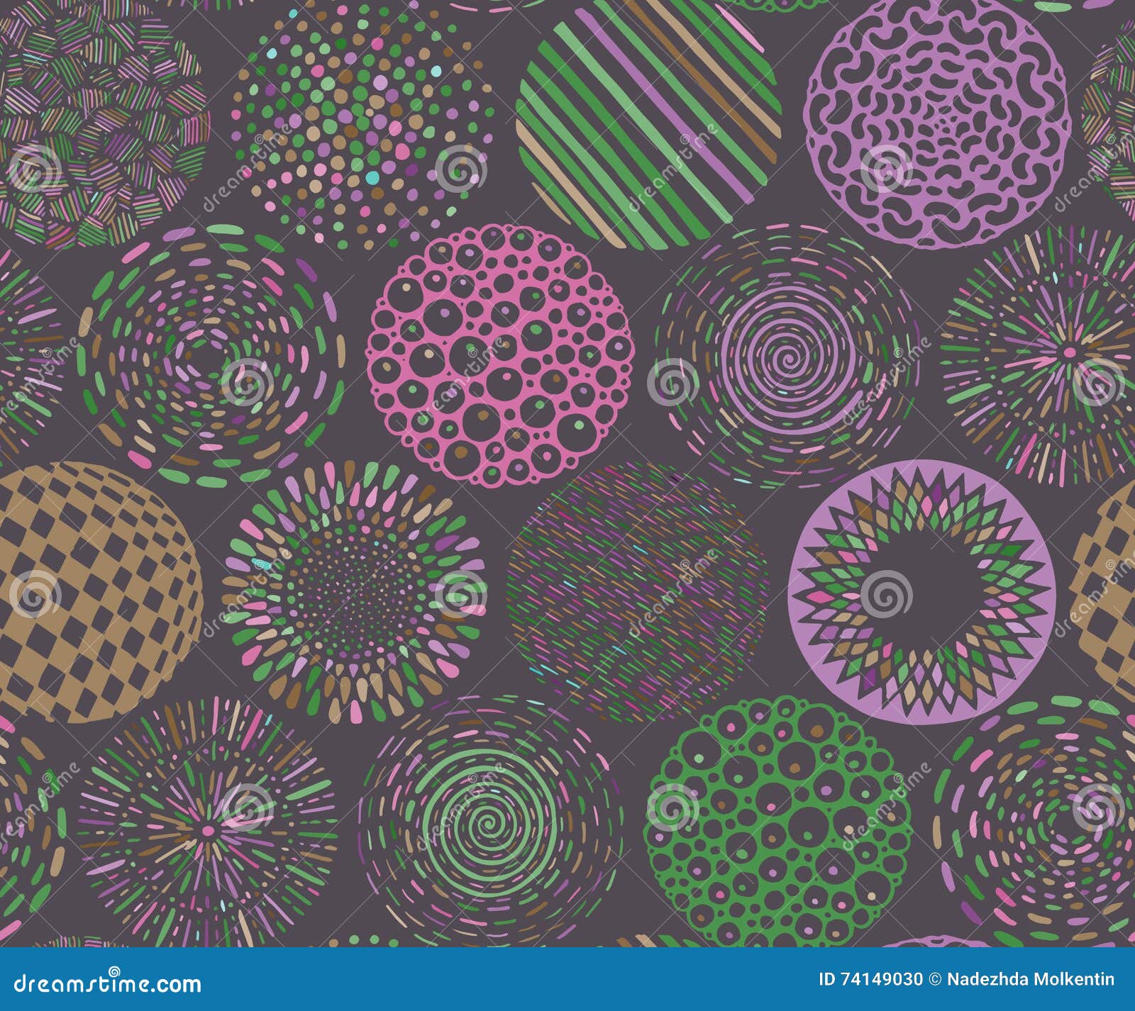 Seamless Pattern with Hand Drawn Fancy Circle. Stock Vector ...