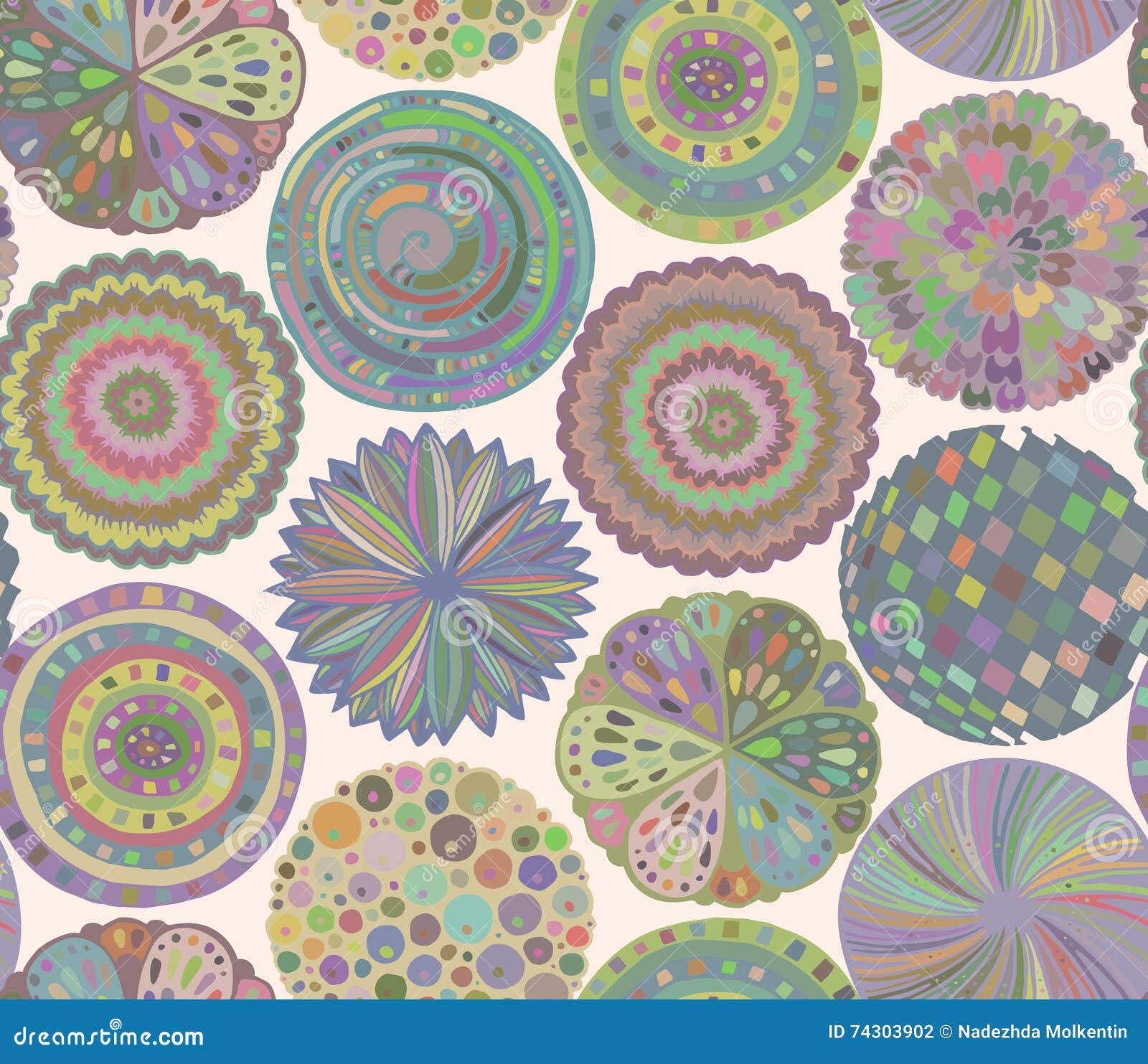 Seamless Pattern with Hand Drawn Fancy Circle. Stock Vector ...