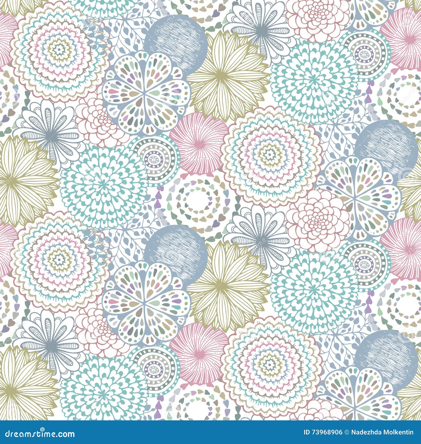 Seamless Pattern with Hand Drawn Fancy Circle. Stock Vector ...