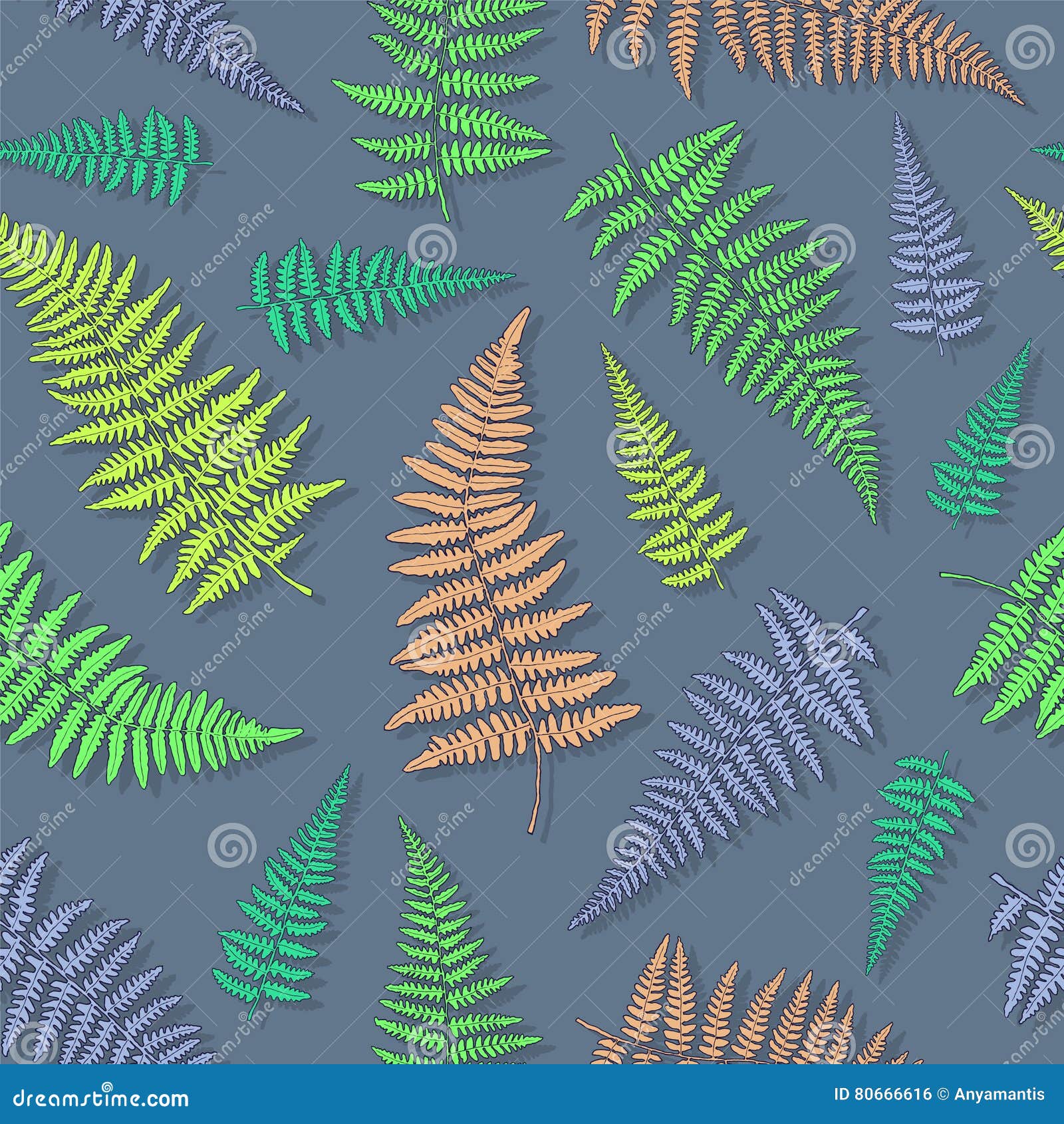 Seamless Pattern with Hand Drawn Fern Leaves Stock Vector ...