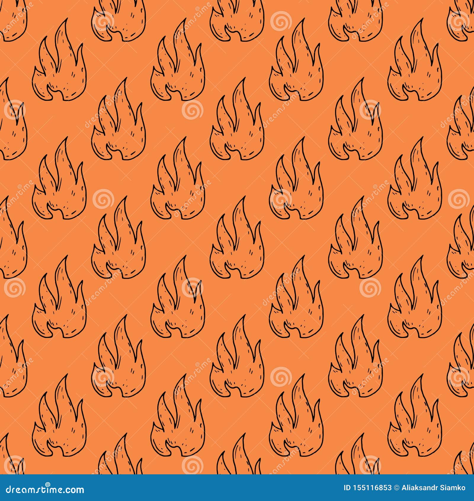 Seamless Pattern Hand Drawn Fire Doodle. Sketch Style Icon. Decoration ...