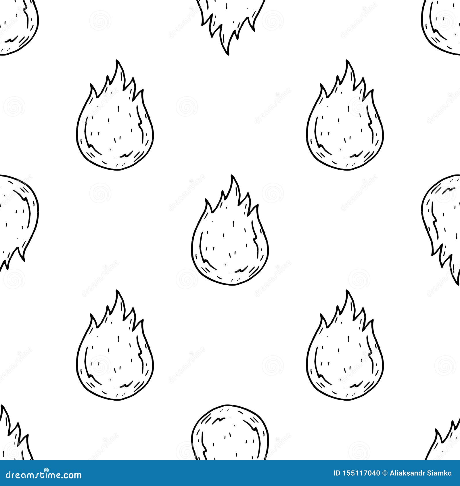 Seamless Pattern Hand Drawn Fire Doodle. Sketch Style Icon. Decoration ...