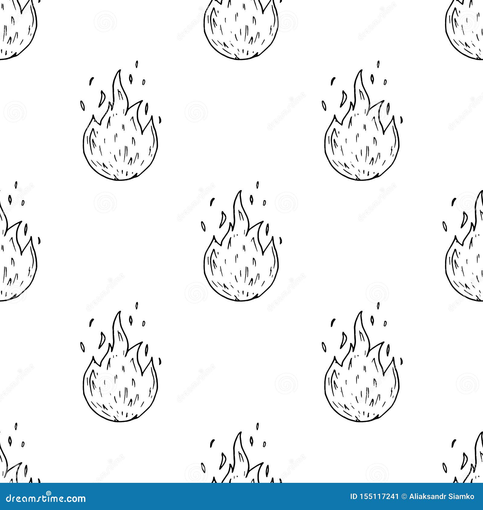 Seamless Pattern Hand Drawn Fire Doodle. Sketch Style Icon. Decoration ...