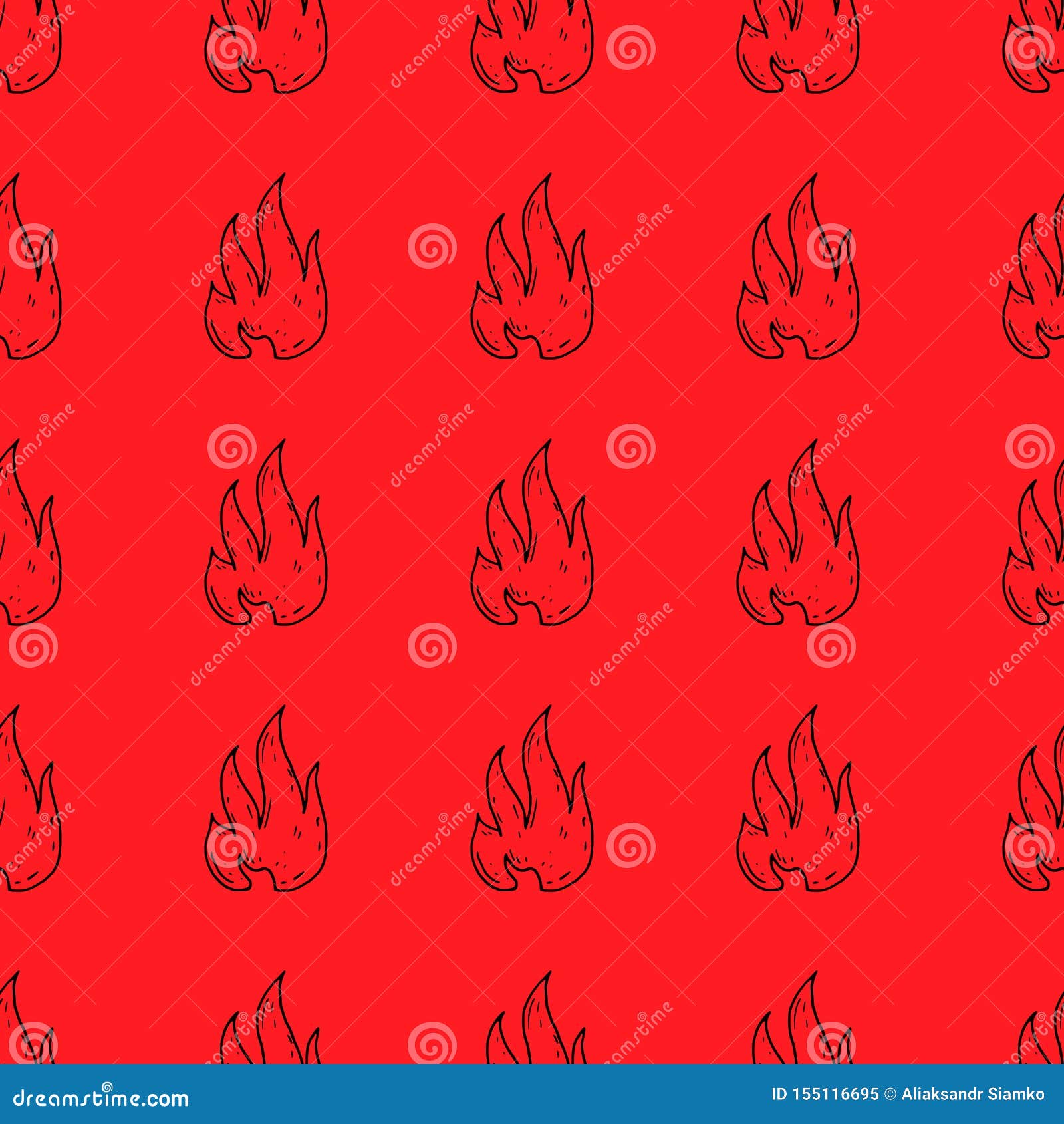 Seamless Pattern Hand Drawn Fire Doodle. Sketch Style Icon. Decoration ...